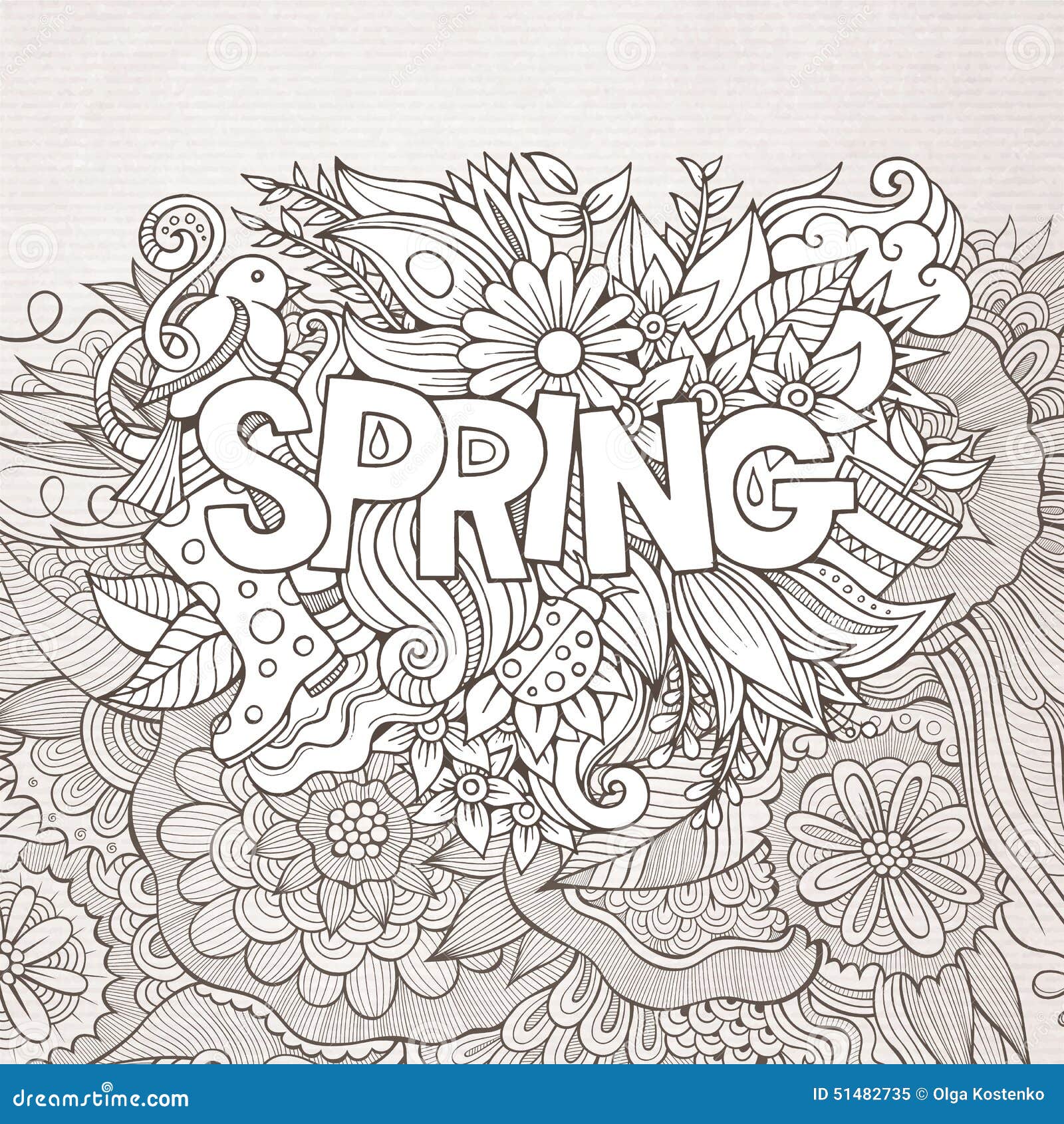 Spring Hand Lettering and Doodles Elements Stock Vector - Illustration ...