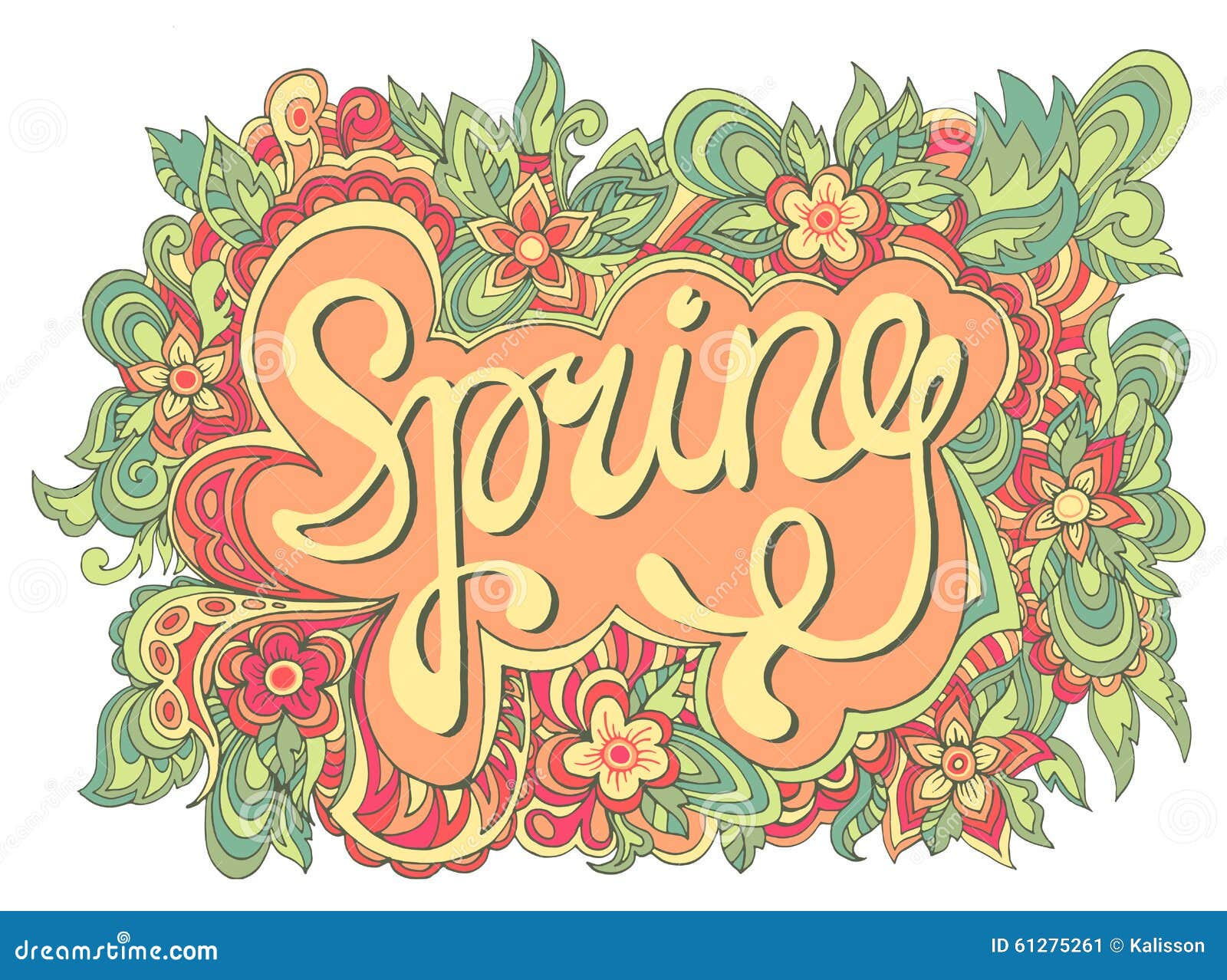 Spring Hand Lettering. Vector Floral Calligraphic Banner Stock Vector ...