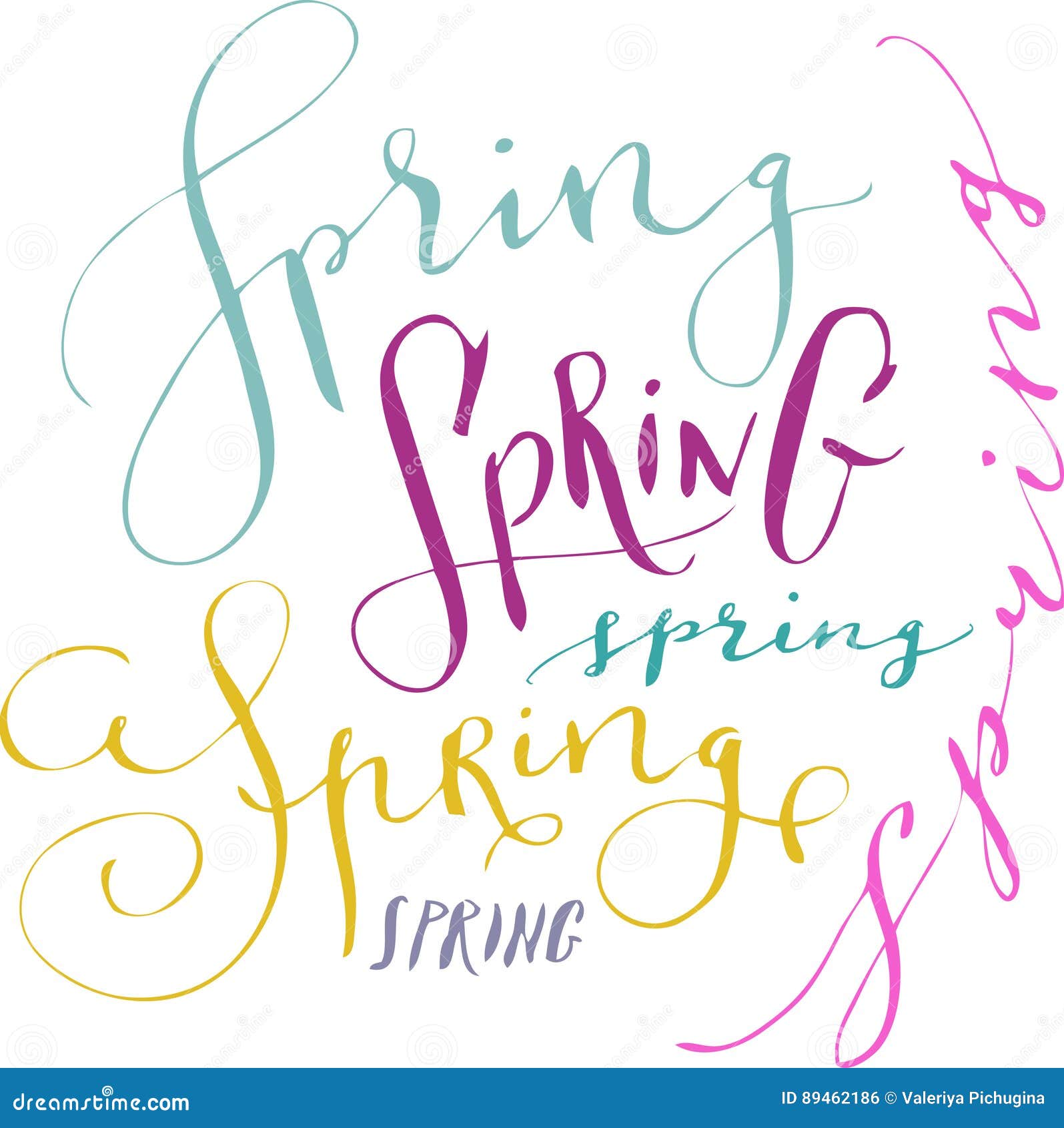 Spring hand written word stock vector. Illustration of graphic - 89462186