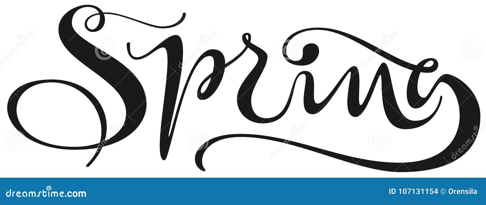 Spring Handwritten Calligraphy Text. Heading for Greeting Card Stock ...