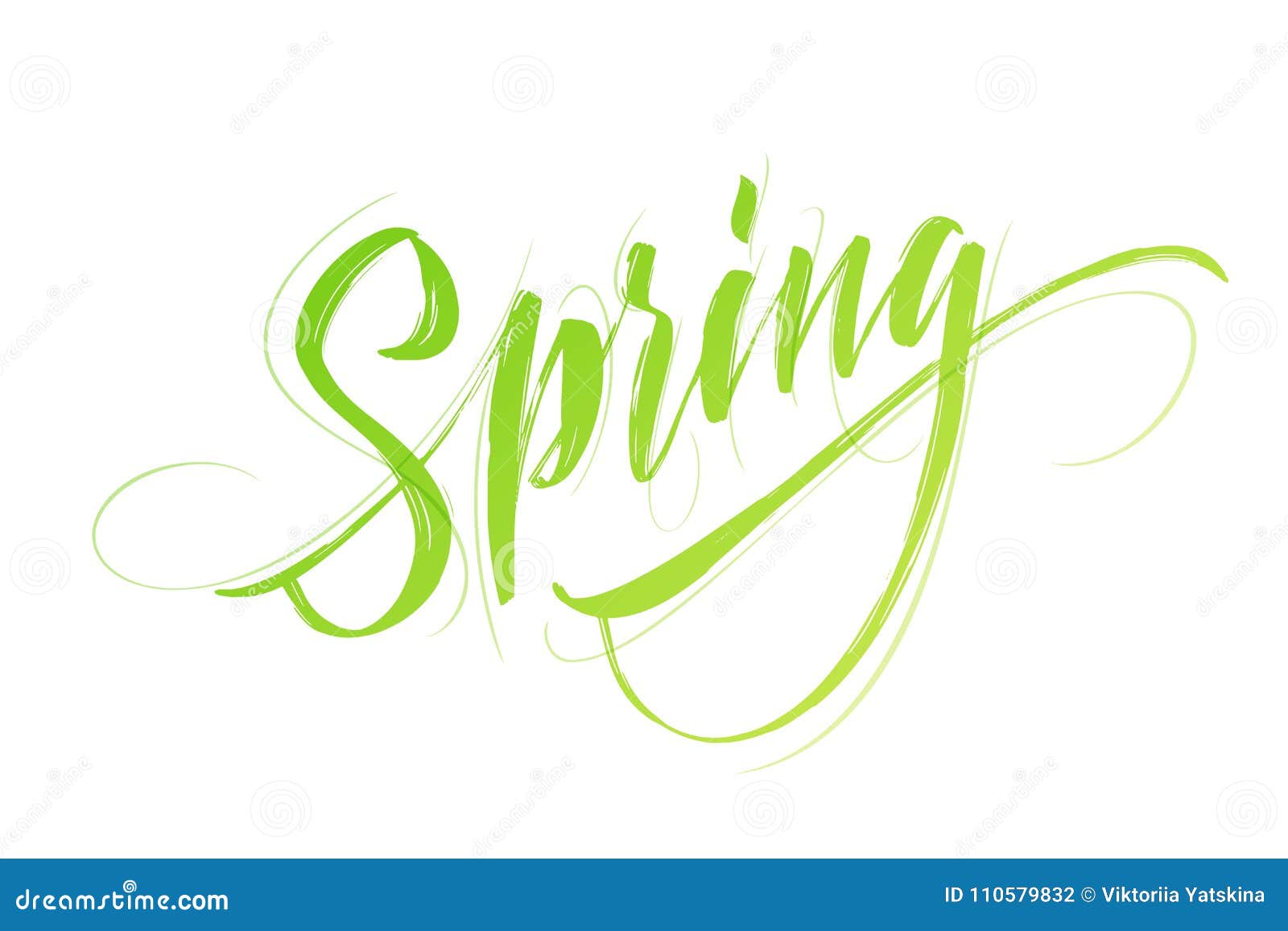 Spring Handwritten Lettering. Beautiful Modern Calligraphy. Isolated on ...