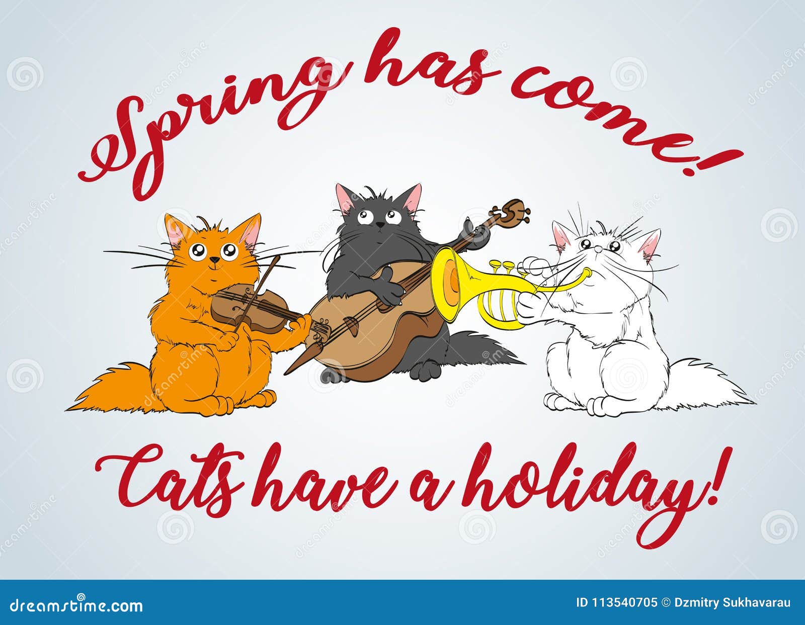 Spring Has Come. Vector Set of Cute Spring Cats Stock Illustration ...