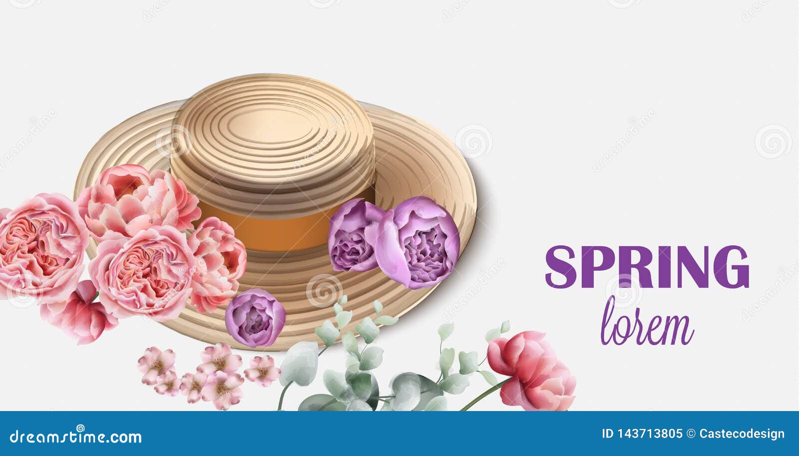 Spring Hat with Flowers Vector. Seasonal Card Backgrounds Stock Vector ...