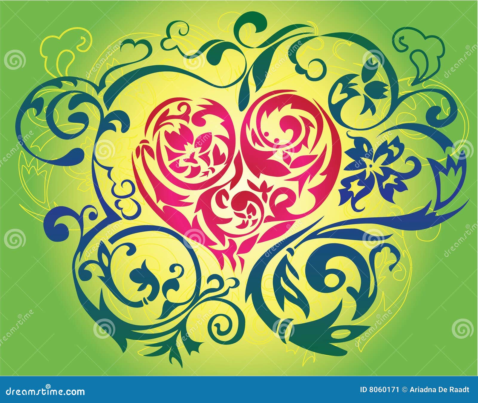 Spring heart stock vector. Illustration of ornate, blossom - 8060171
