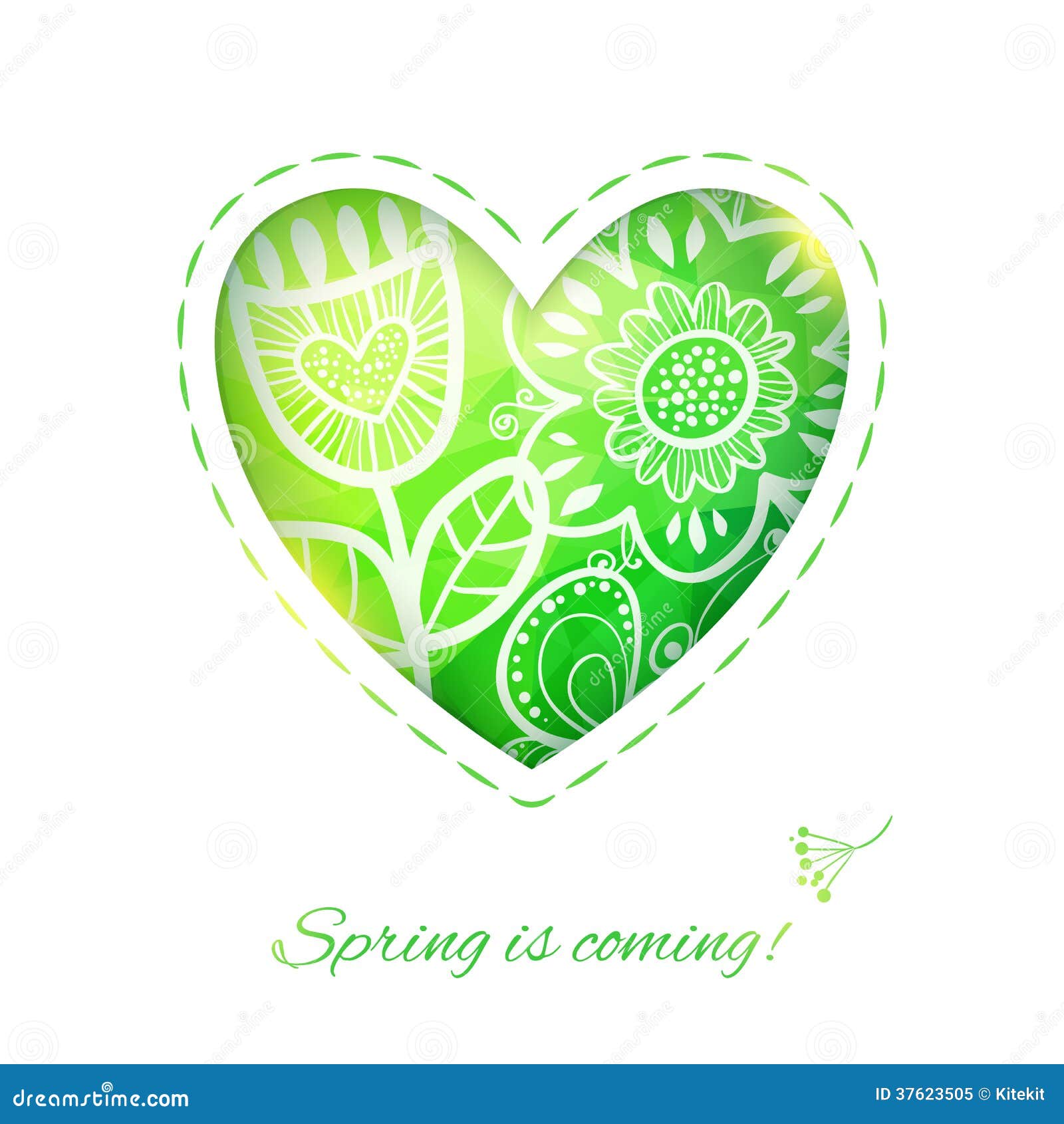 Spring Heart Card with Flower. Stock Vector - Illustration of green ...