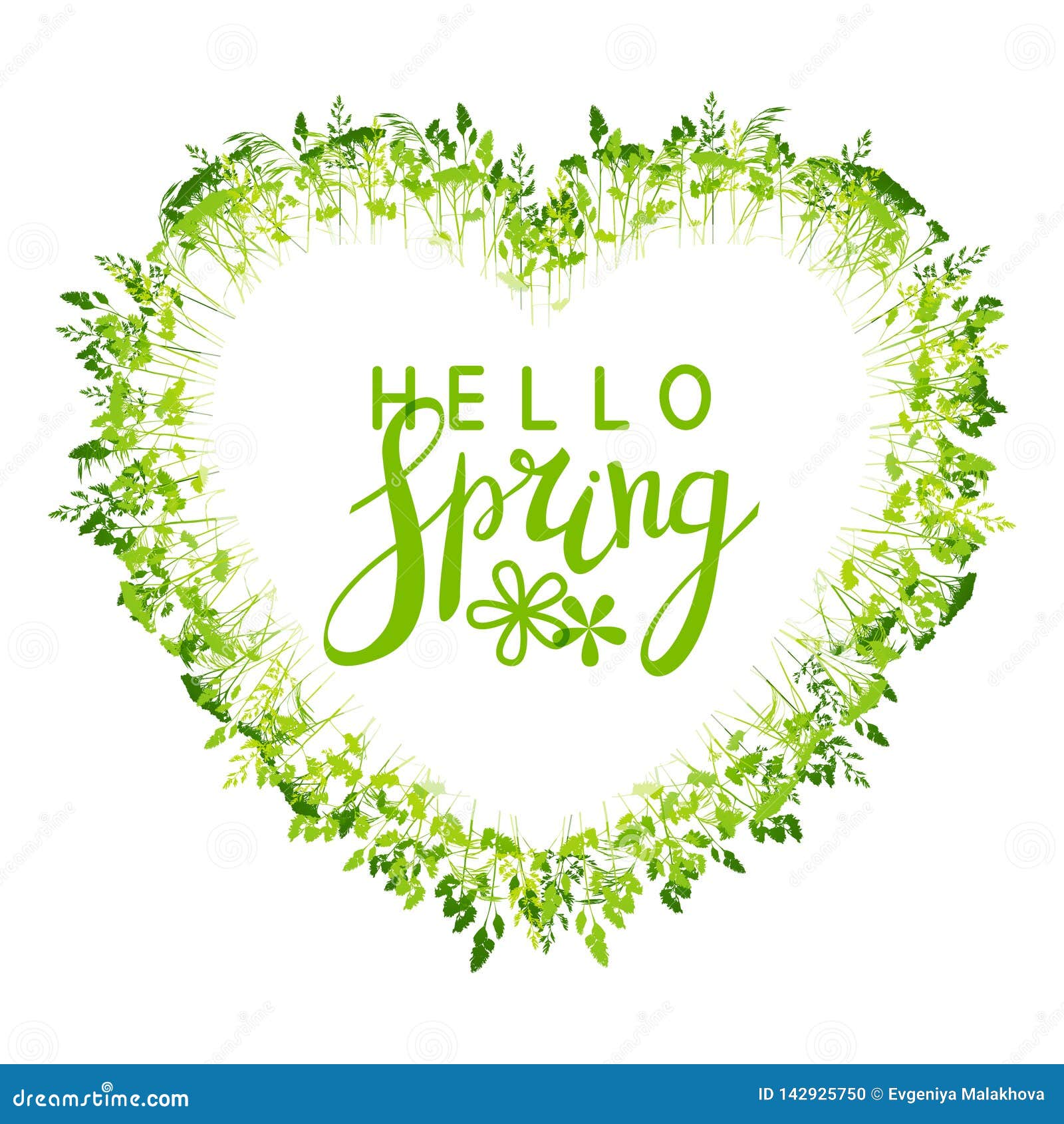 Spring Heart Shaped Frame with Herbs Stock Vector - Illustration of ...