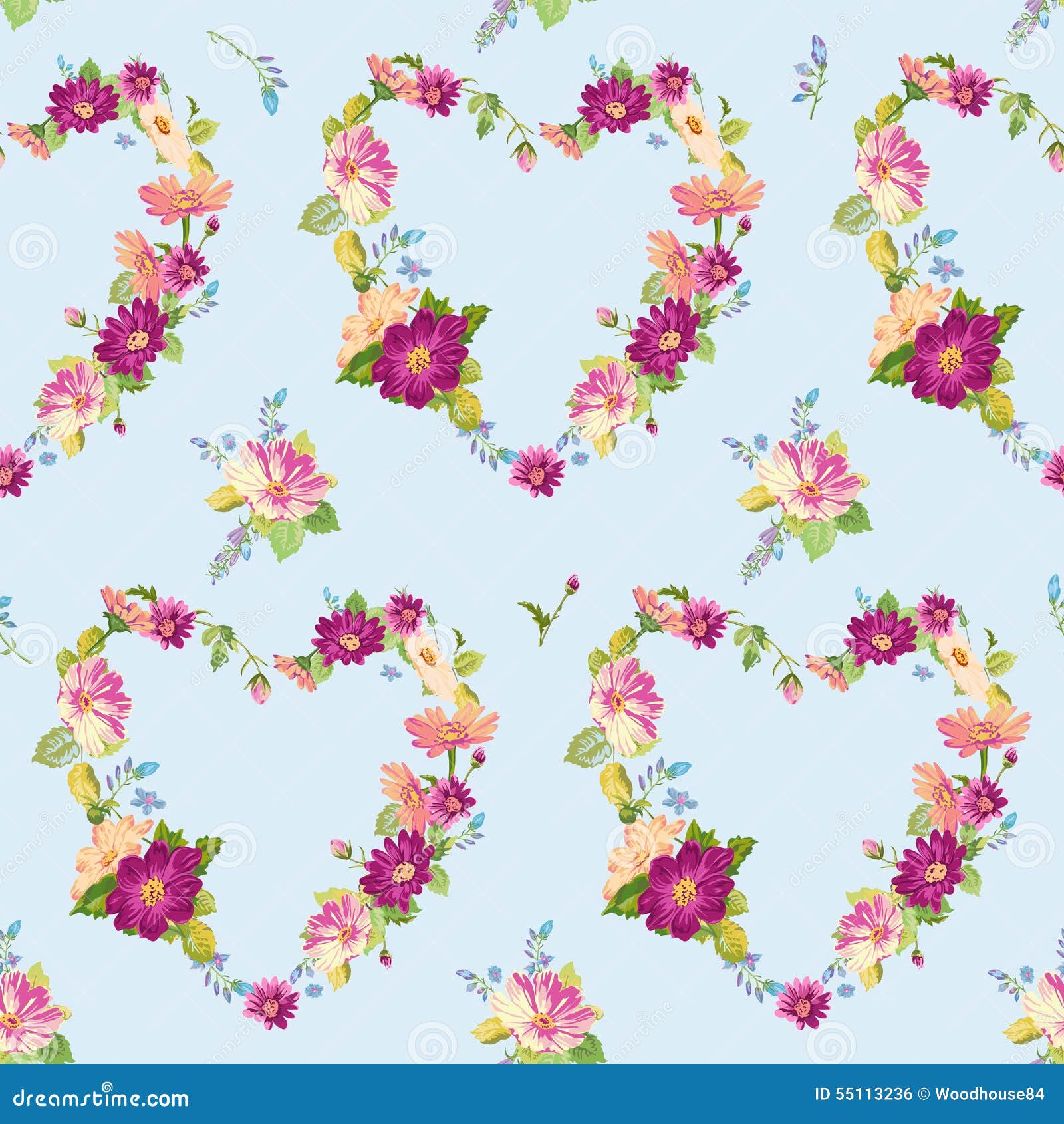Spring Hearts Flowers Background Stock Vector - Illustration of ...