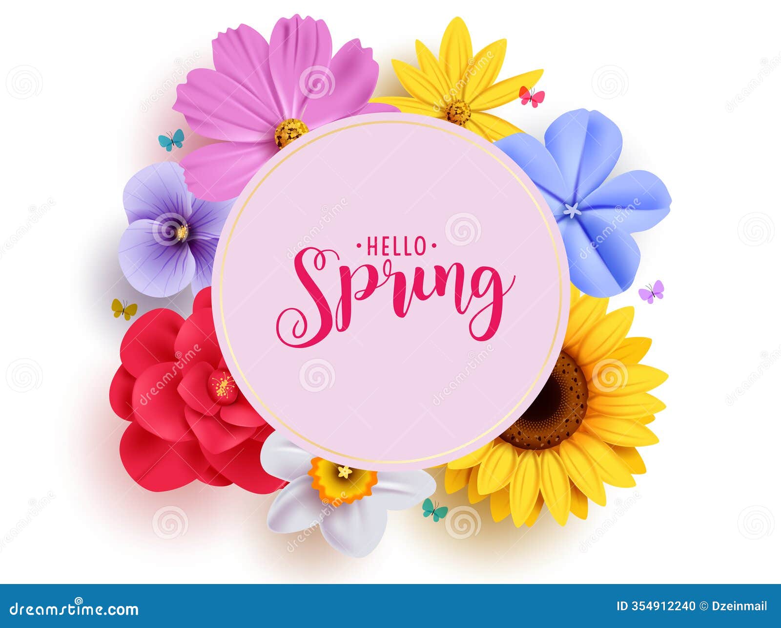 Spring Hello Greeting Clipart Template. Hello Spring Greeting Text in ...