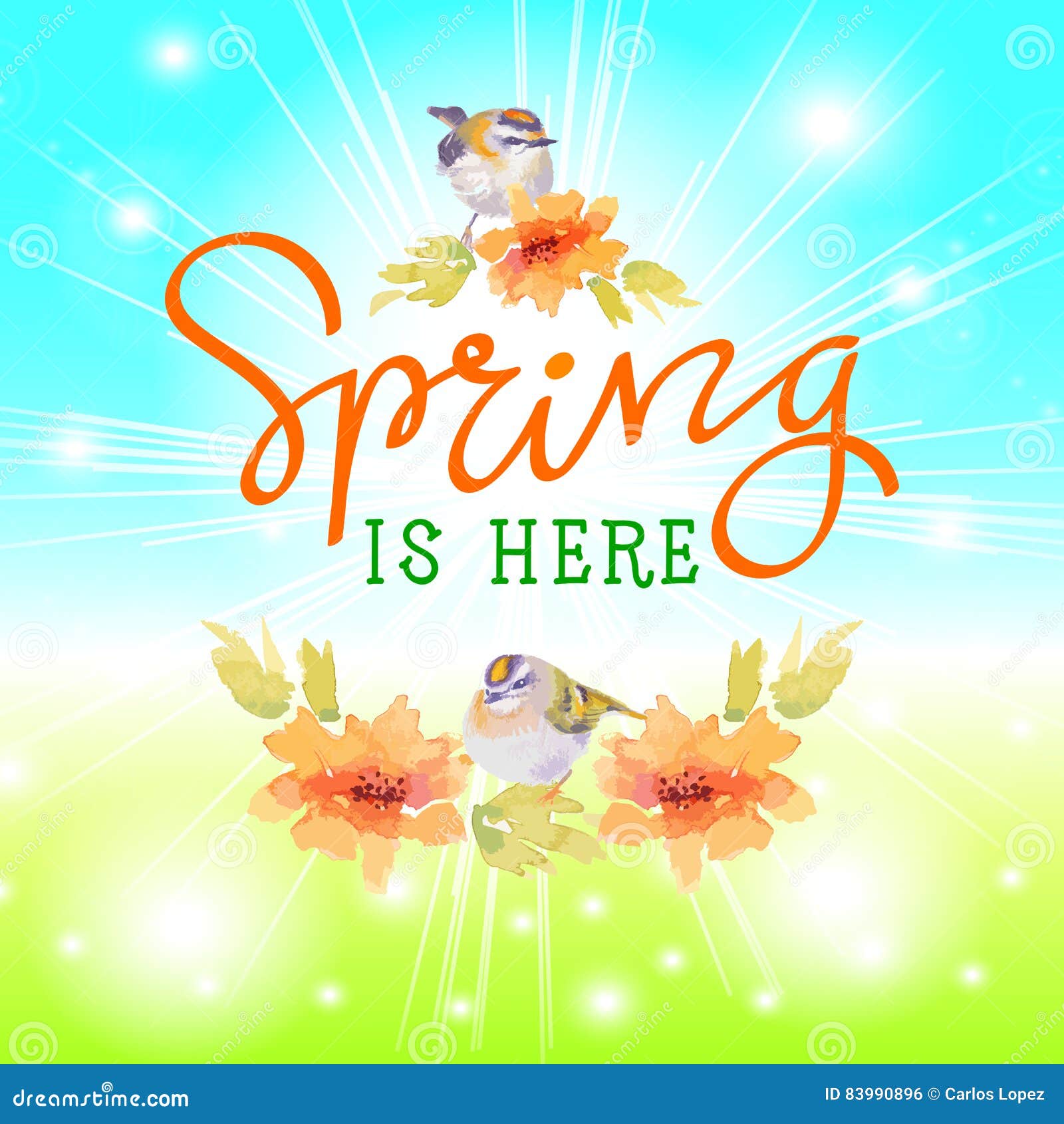 Spring is here stock vector. Illustration of beauty, happy - 83990896
