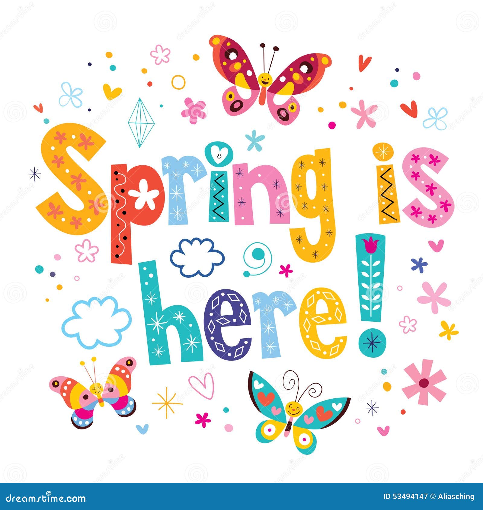 Spring Is Here Calligraphy Vector Illustration | CartoonDealer.com ...