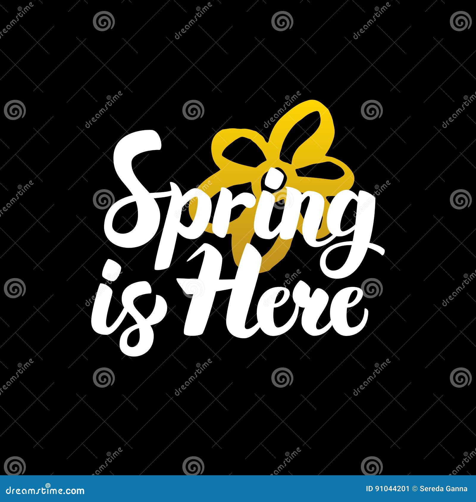 Spring is Here Handwritten Calligraphy Stock Vector - Illustration of ...