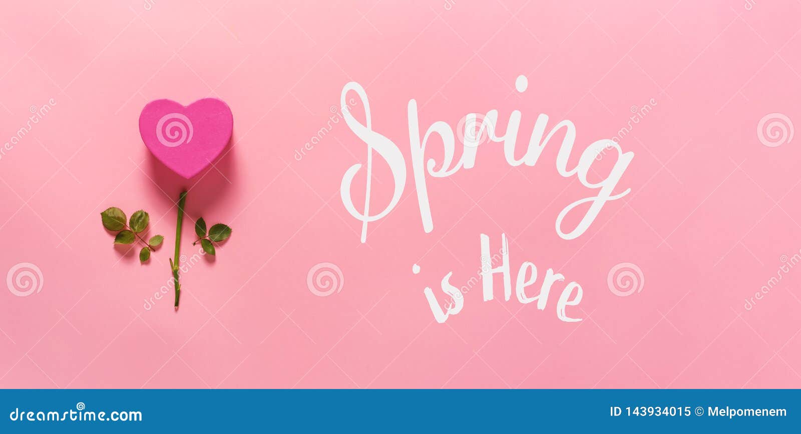 Spring is Here Message with Heart Flower Stock Image - Image of card ...