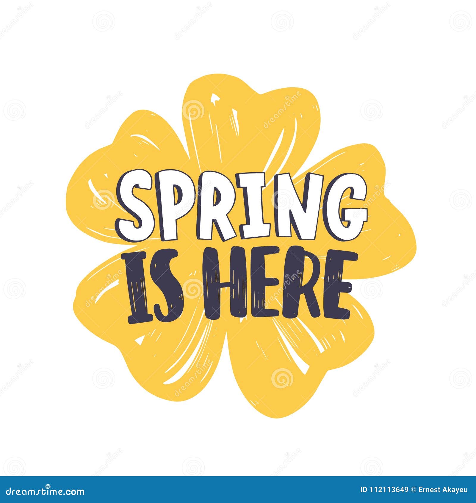 Spring is Here Phrase Handwritten with Modern Calligraphic Font or ...