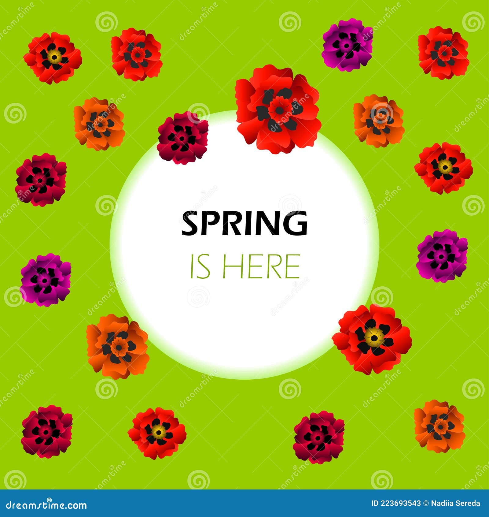 Spring is Here Poster stock vector. Illustration of backdrop - 223693543