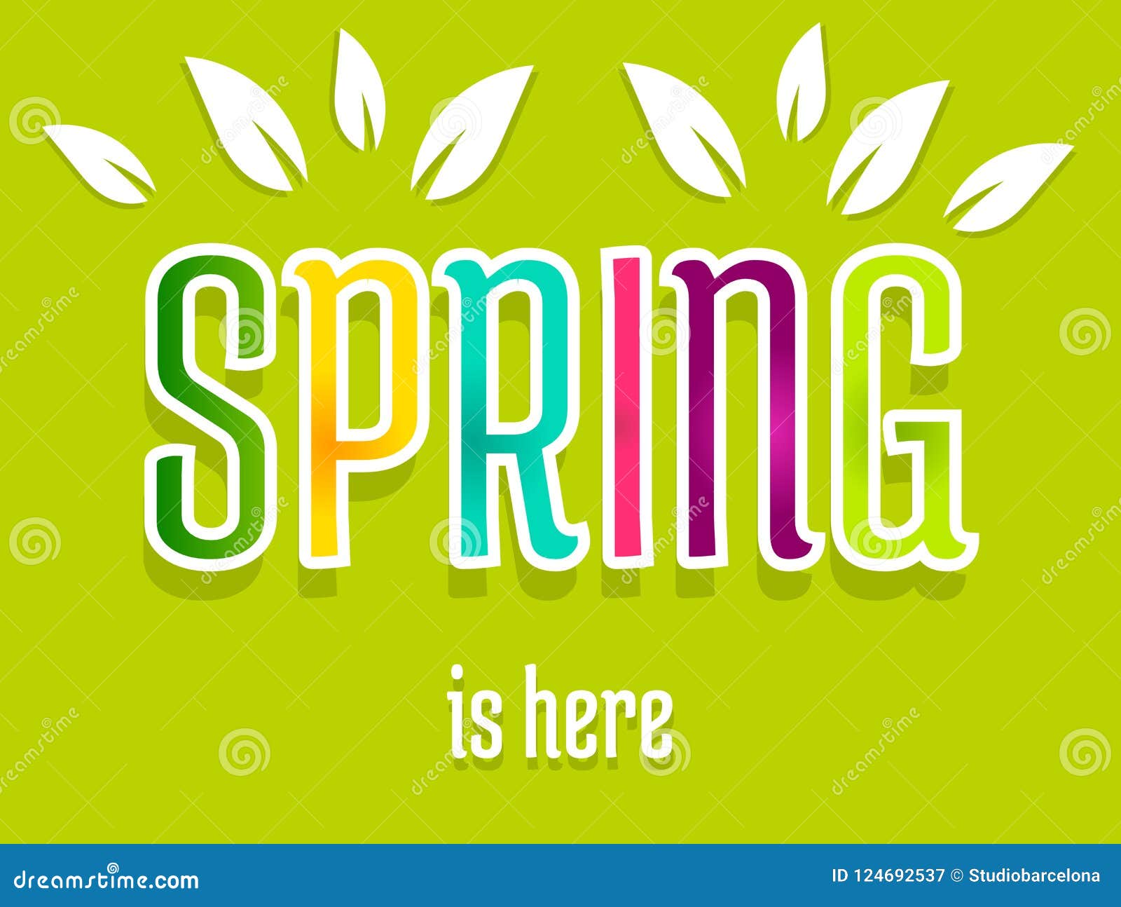 Spring is here stock vector. Illustration of word, nature - 124692537