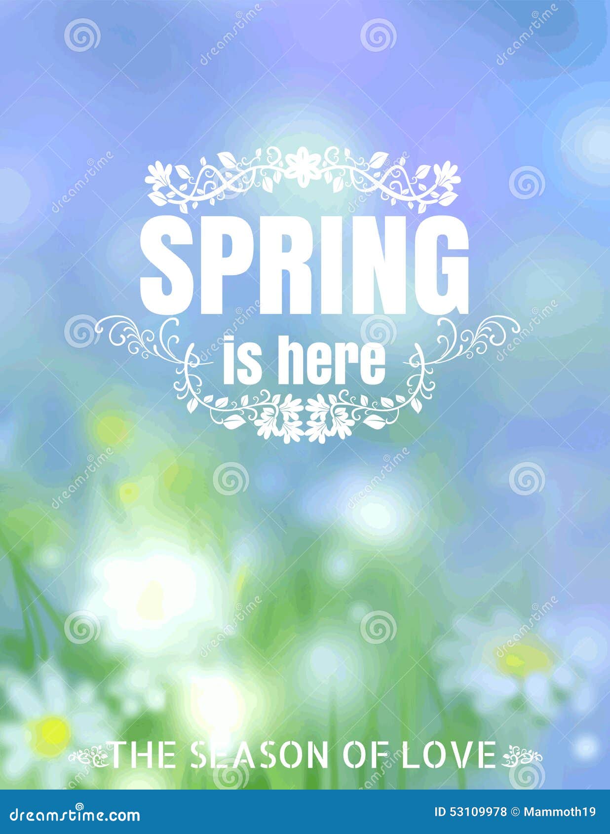 Spring is Here Typographical Background Blur Vector Format Eps 1 Stock ...