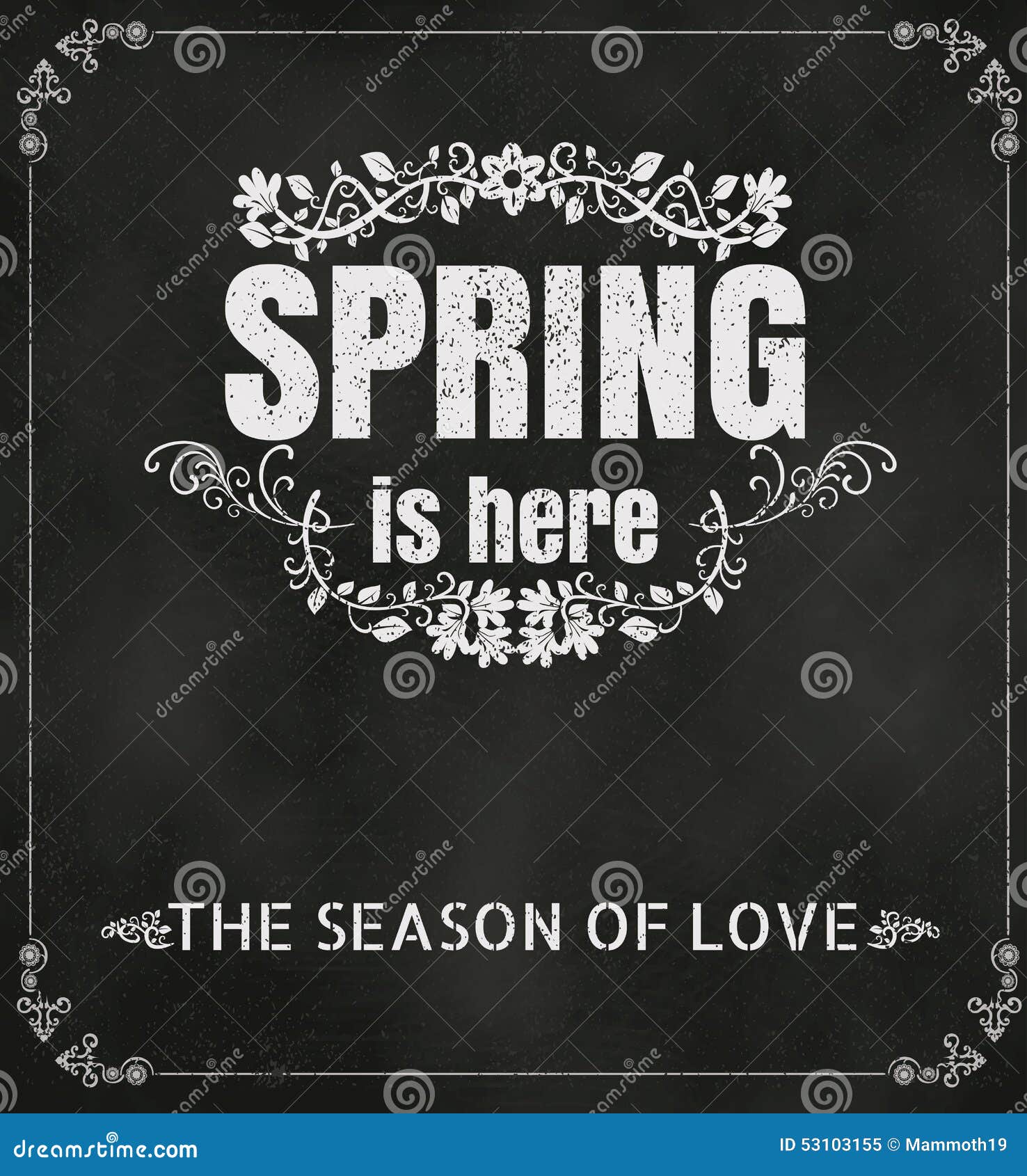Spring is Here Typography Background on Chalkboard Vector Format Stock ...