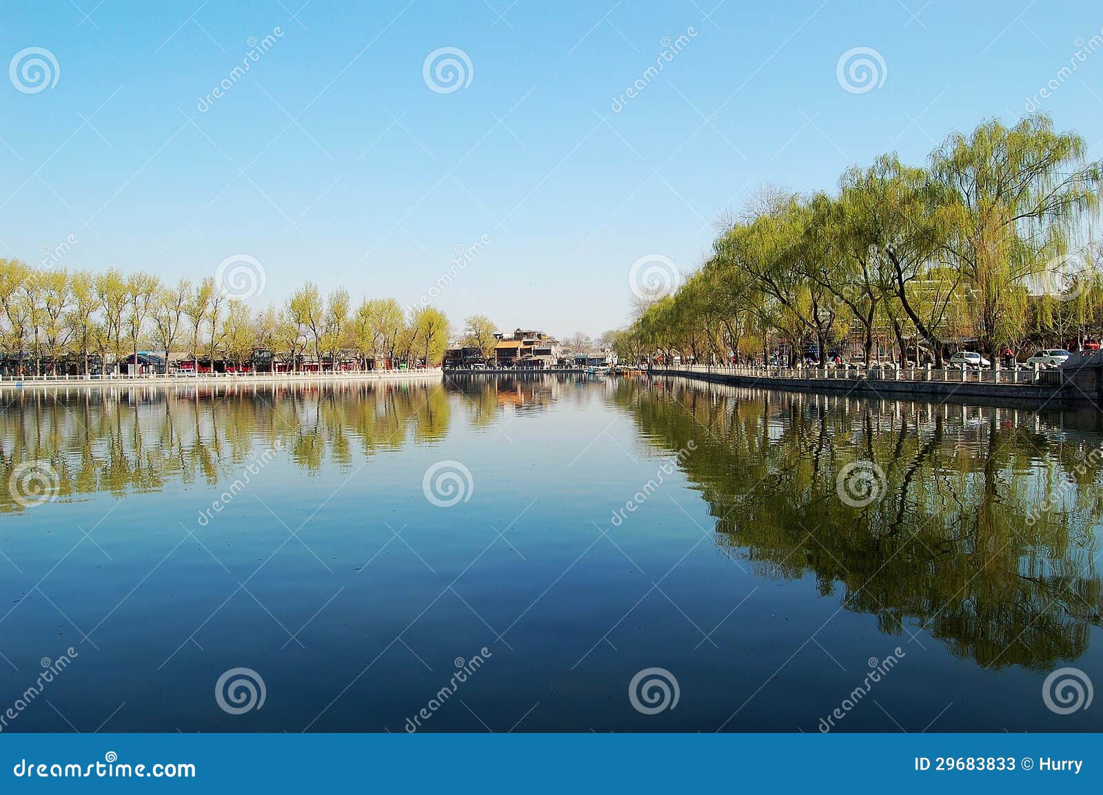 Spring in Houhai, Beijing stock image. Image of seasonal - 29683833