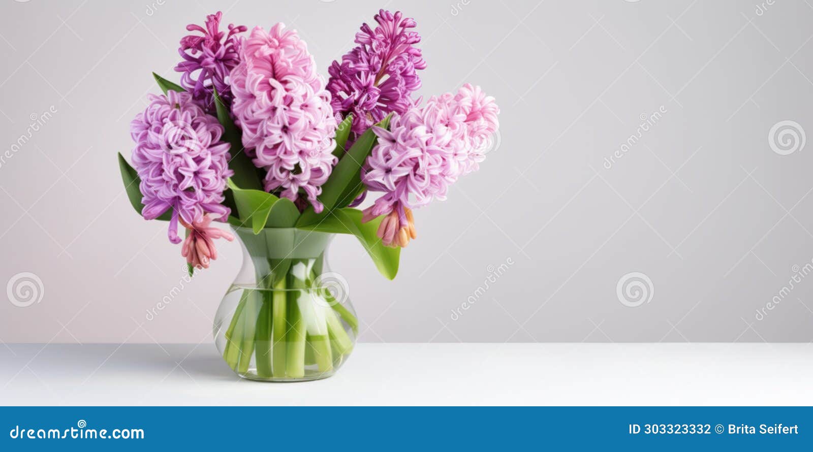 Hyacinths On A Light Background. Children`s Drawing, Gouache Royalty ...