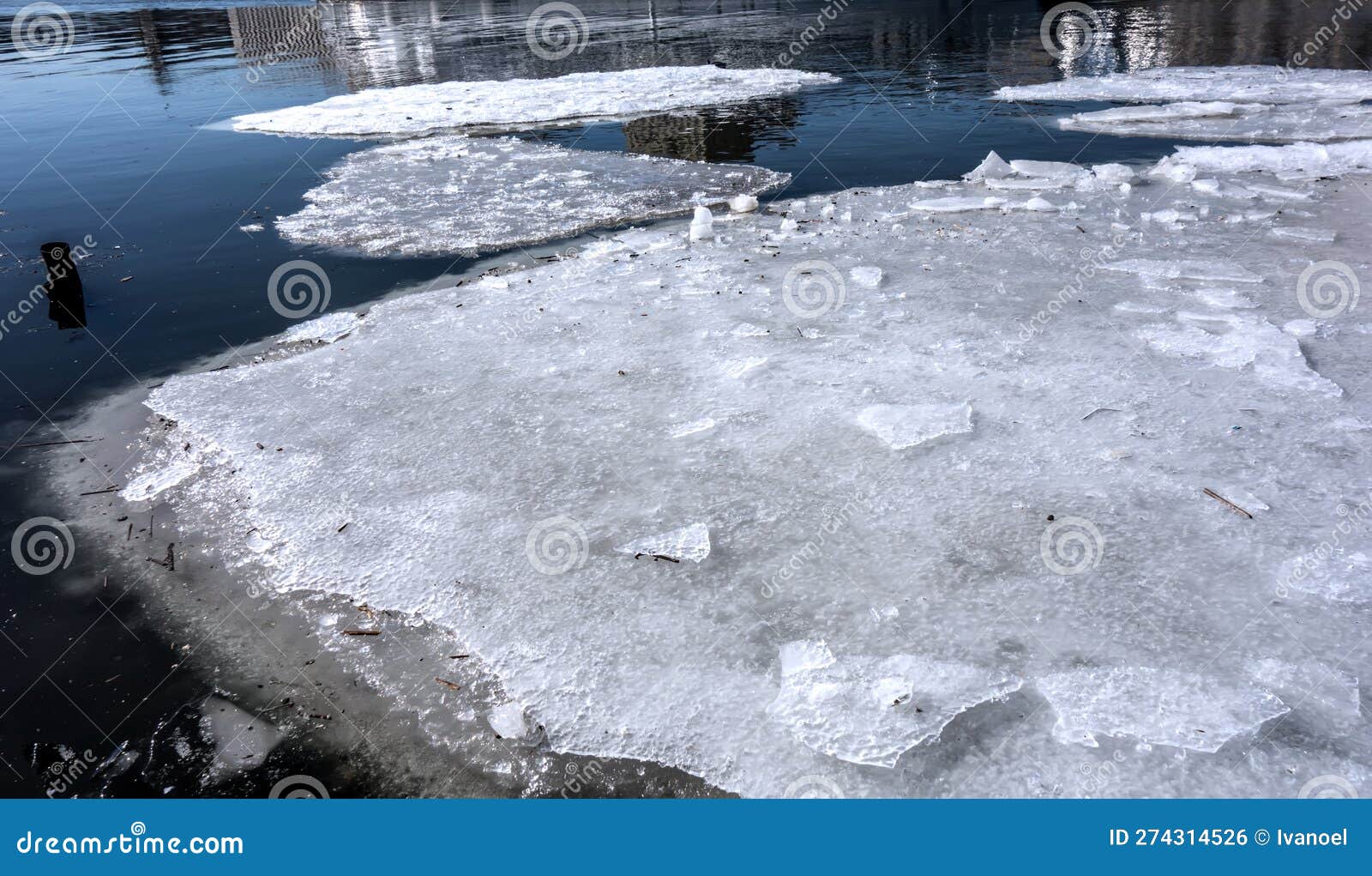 Spring. Ice drift stock photo. Image of drift, flood - 274314526