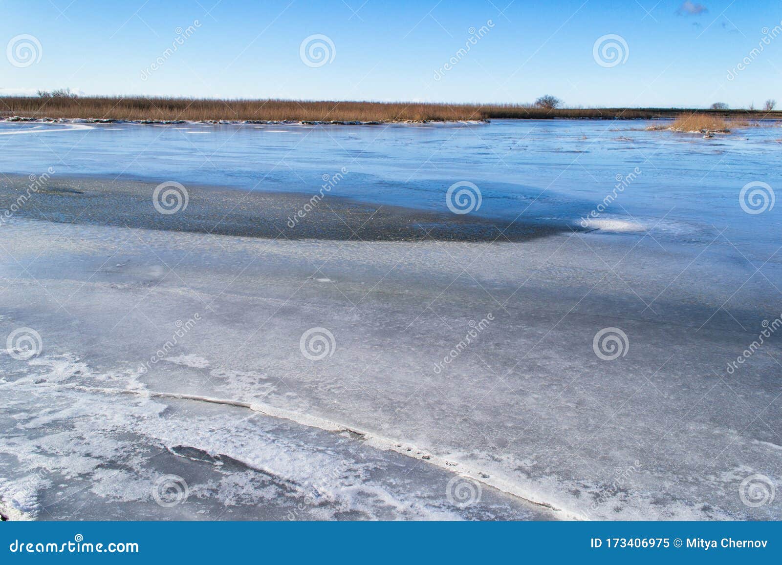 Spring Ice Drift on the River Stock Image - Image of river, tree: 173406975