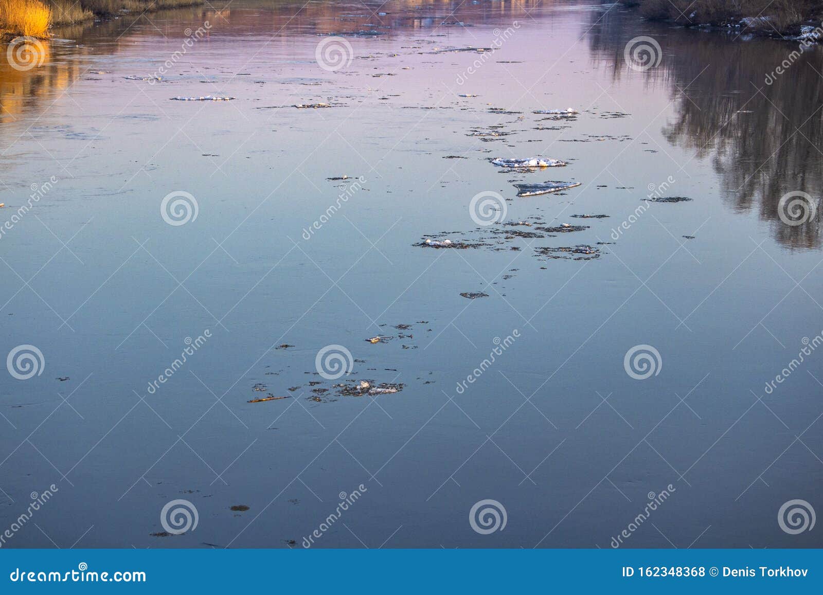 Spring Ice Drift on the River in Muddy Water before High Water and ...