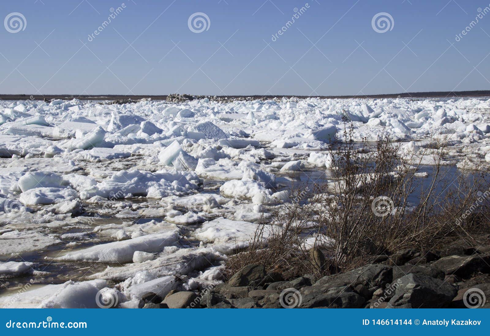 Spring ice drift stock photo. Image of light, nature - 146614144