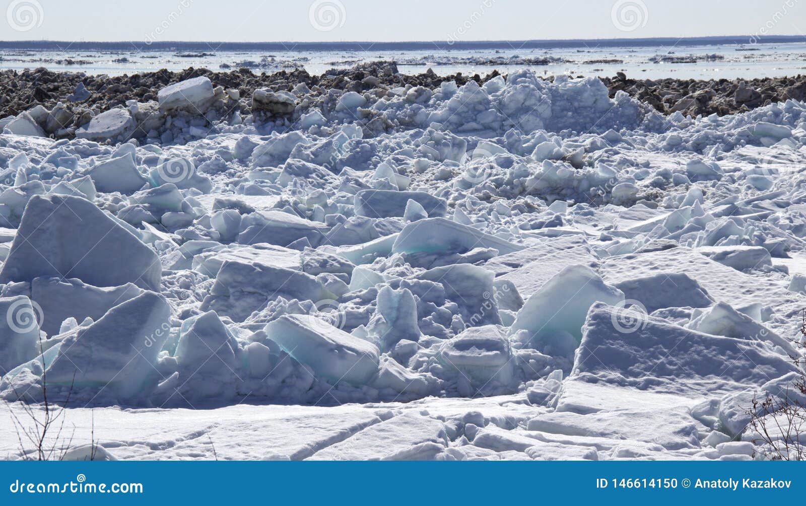Spring ice drift stock photo. Image of floating, running - 146614150