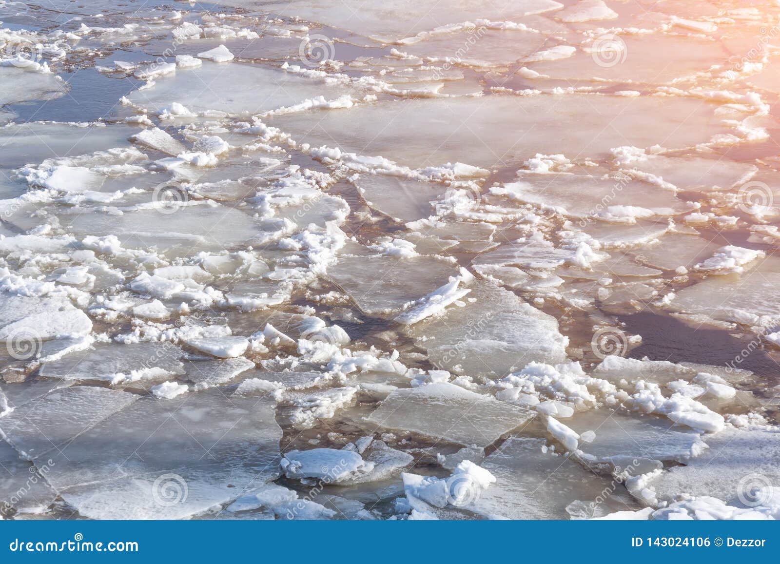Spring Ice Drifting on the River on a Sunny Day. Background Texture ...