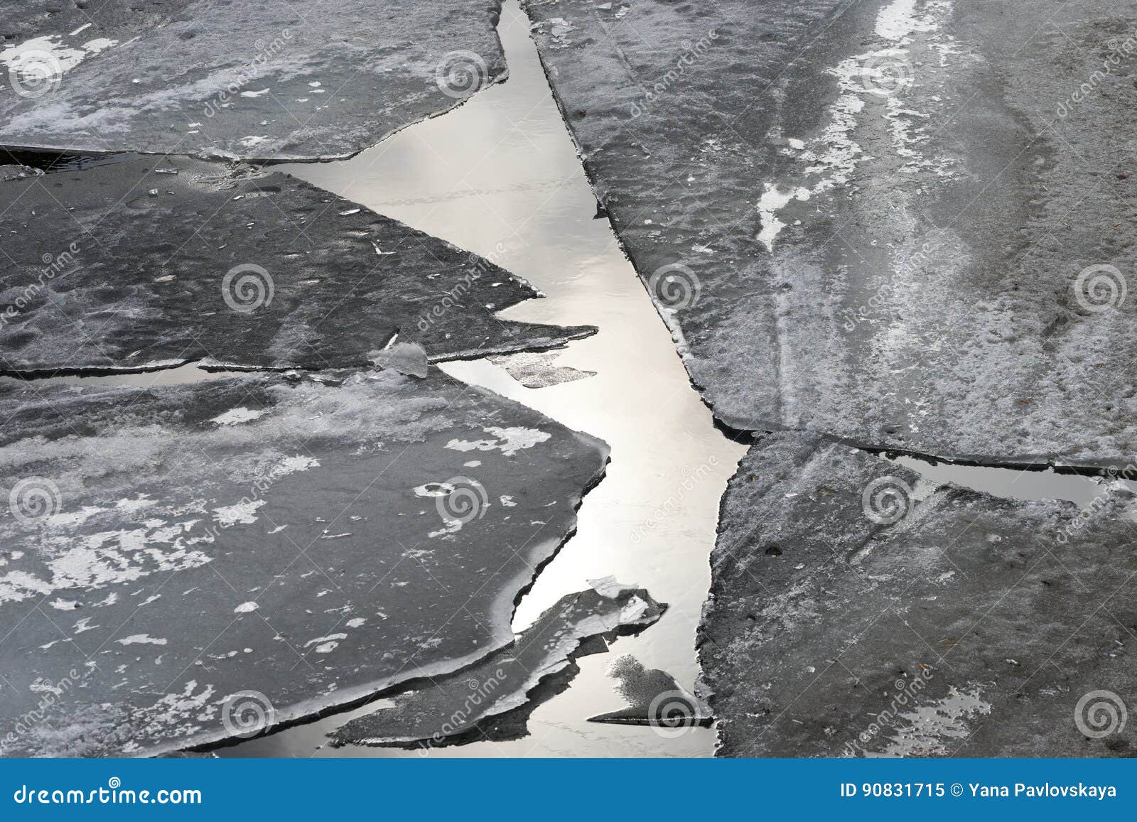 The Spring Ice Flowing on the River Stock Image - Image of frost ...