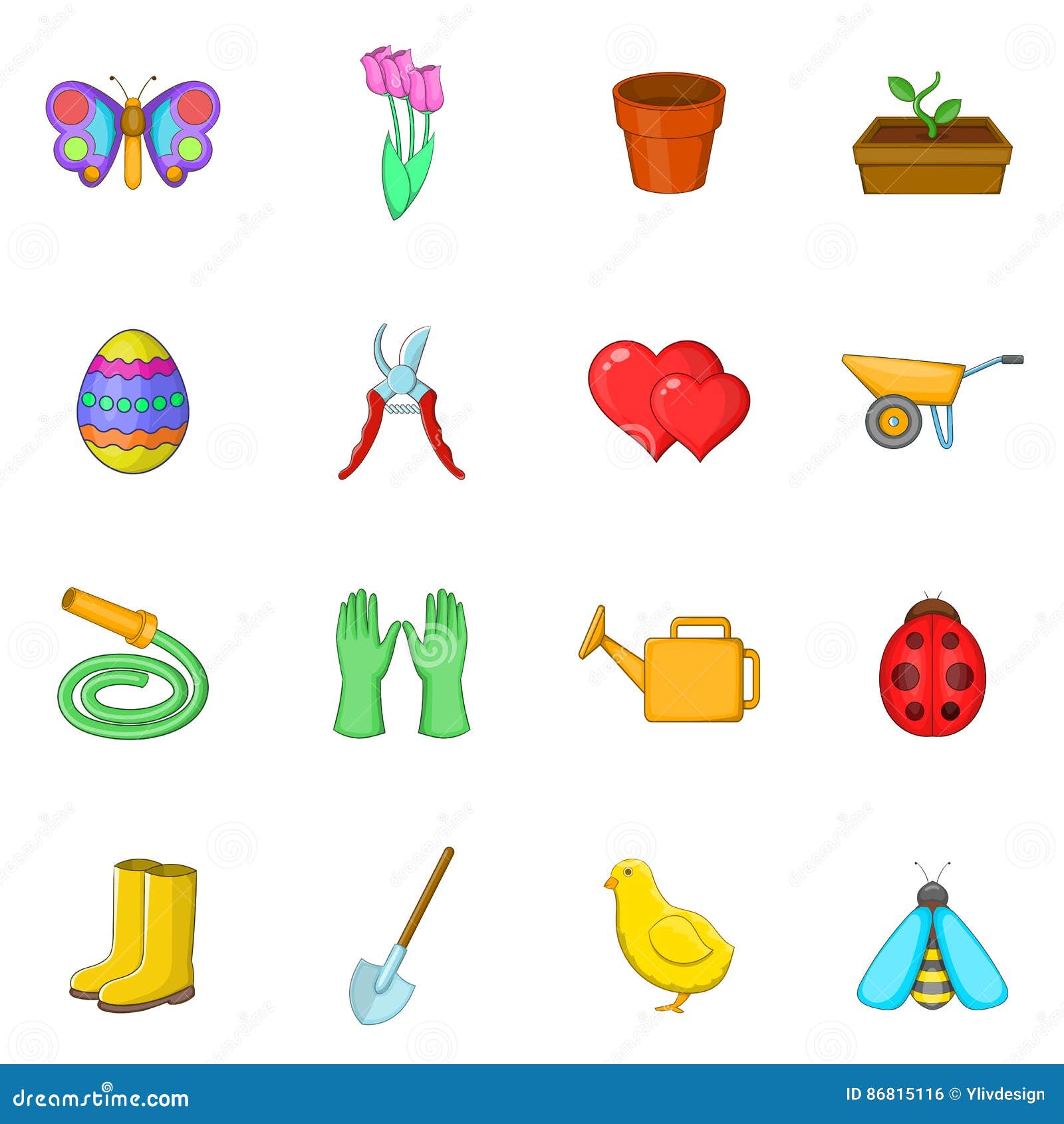 Spring Icons Set, Cartoon Style Stock Vector - Illustration of leaf ...