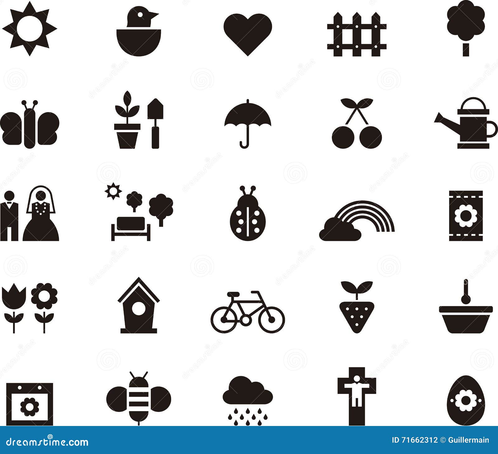 Spring icons stock vector. Illustration of lady, symbolic - 71662312