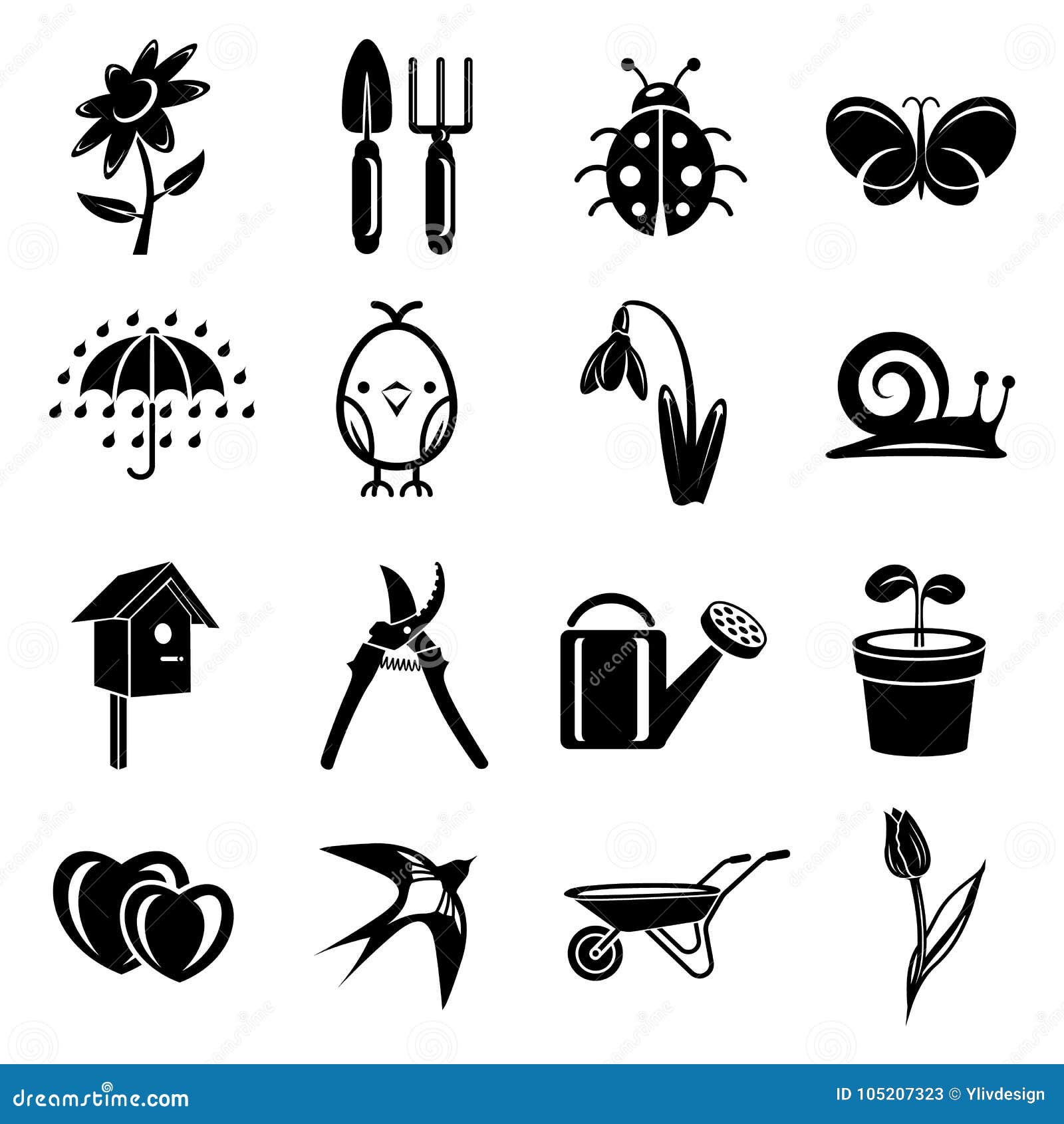 Spring Icons Set, Simple Style Stock Vector - Illustration of ladybug ... Spring Icons Set, Simple Style Stock Vector - Illustration of ladybug ...