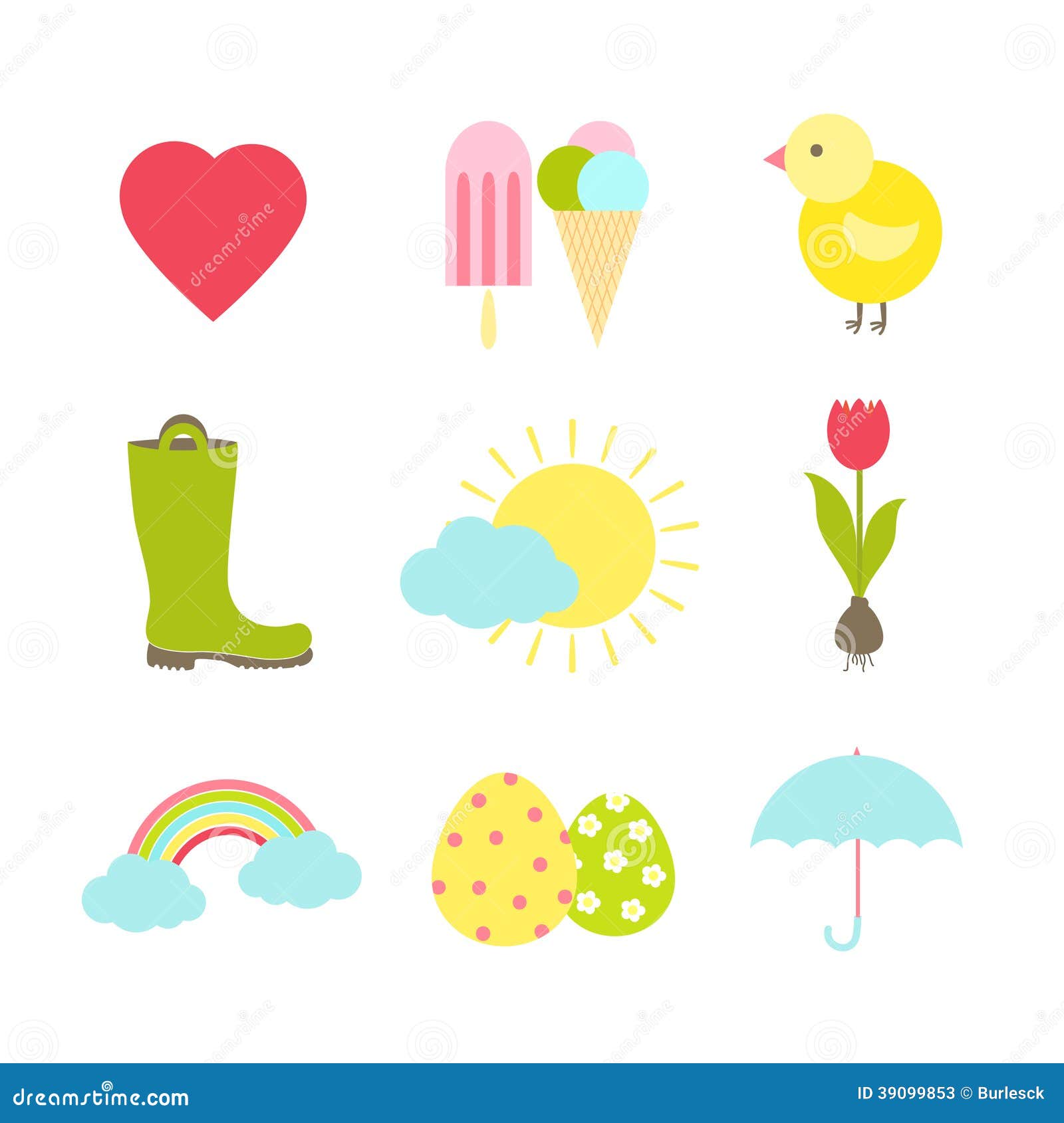 Spring icons stock vector. Illustration of heart, blossoms - 39099853