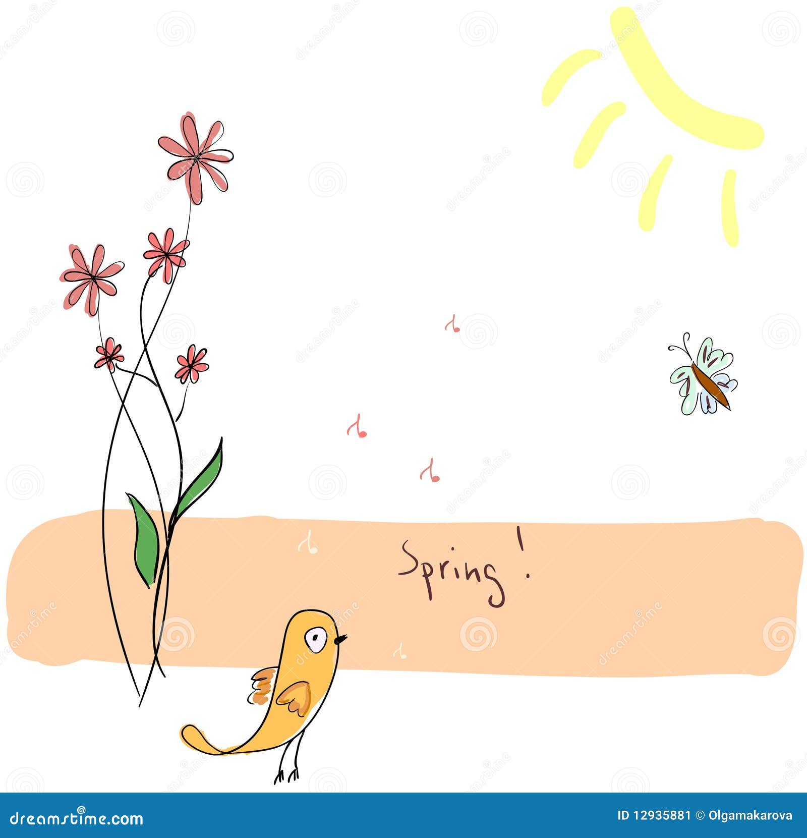 Spring illustration stock vector. Illustration of retro - 12935881