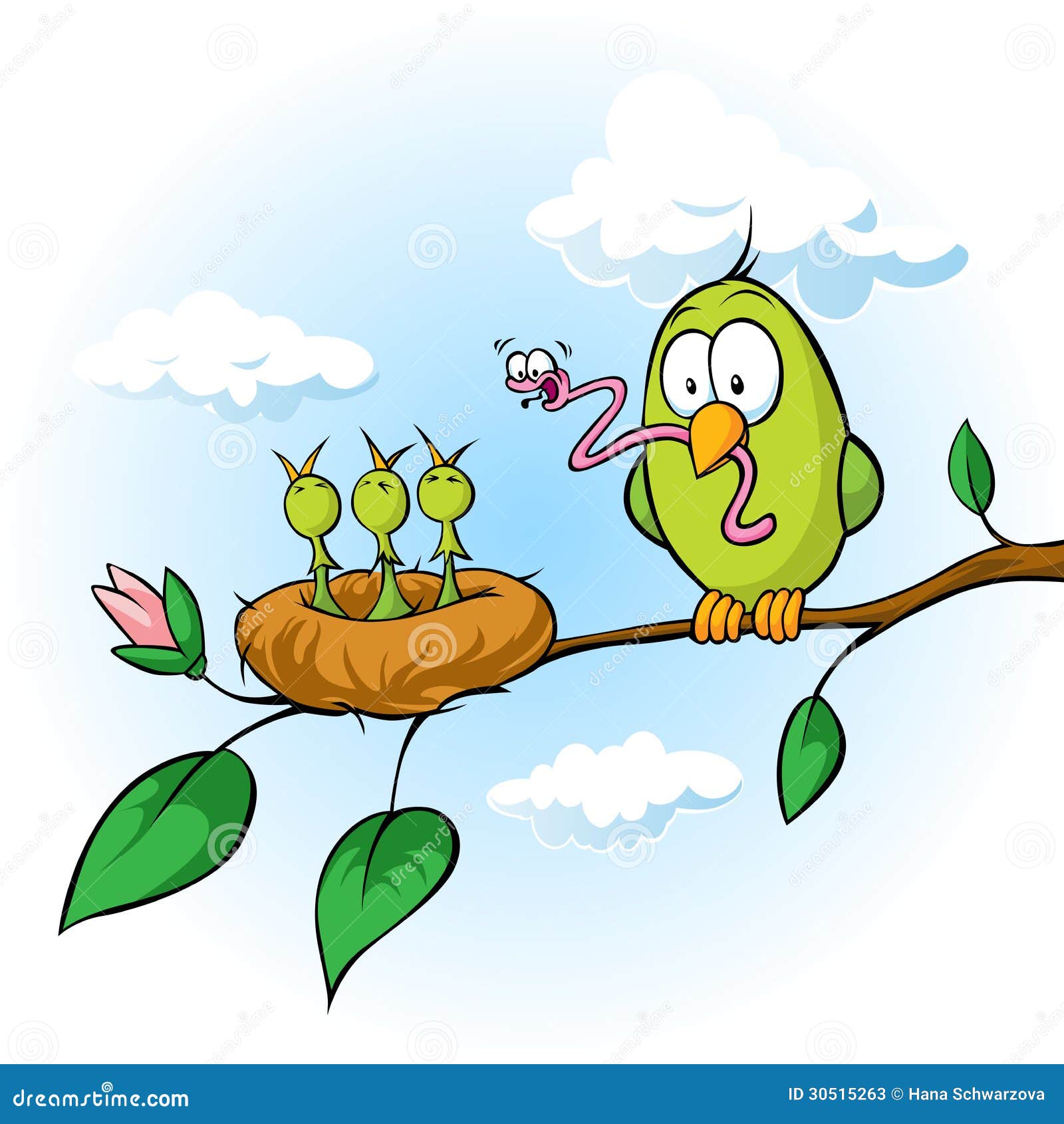 Baby Bird Eating Cartoon
