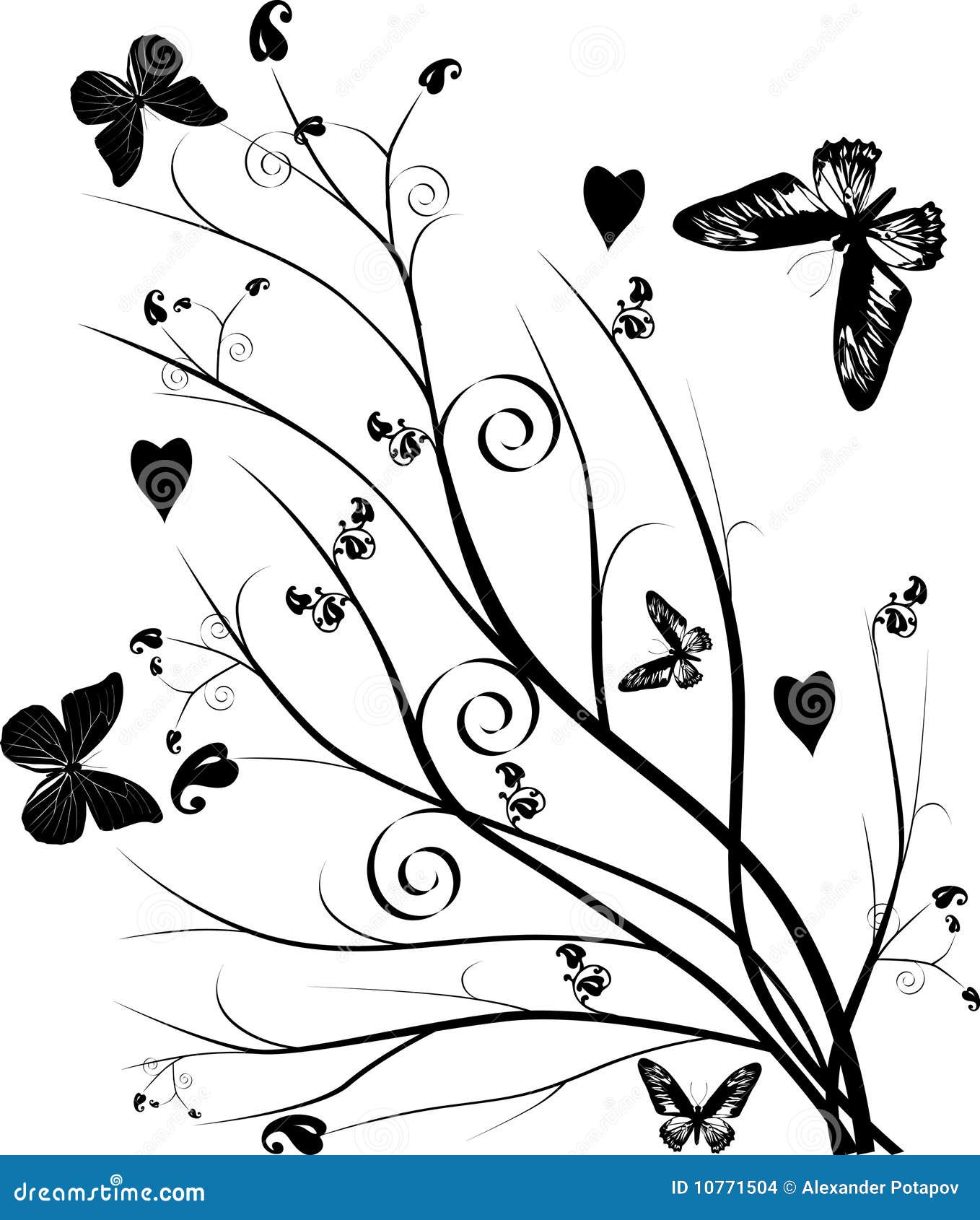 Spring Illustration with Butterflies Stock Illustration - Illustration ...