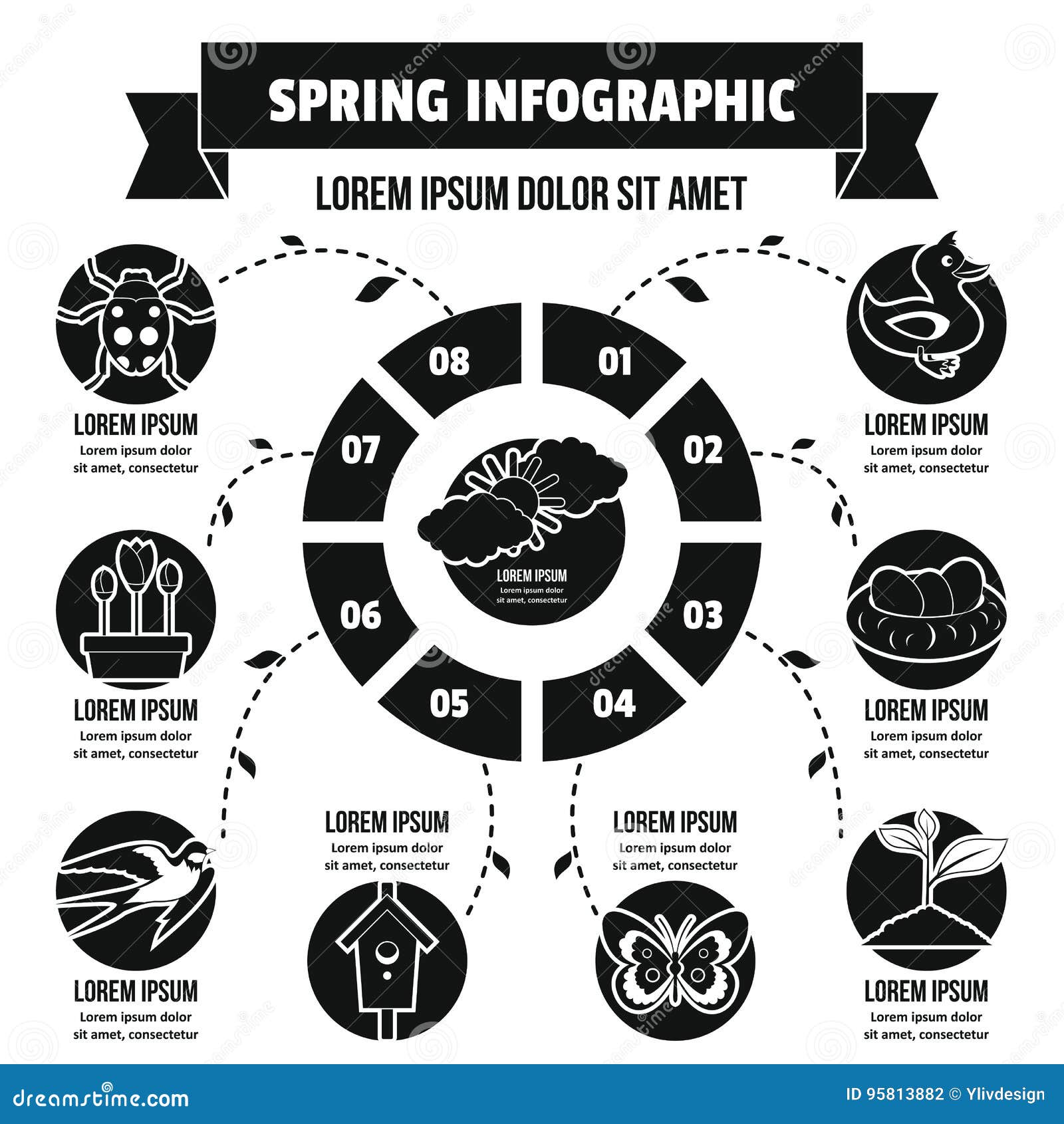 Spring Infographic Concept, Simple Style Stock Vector - Illustration of ...