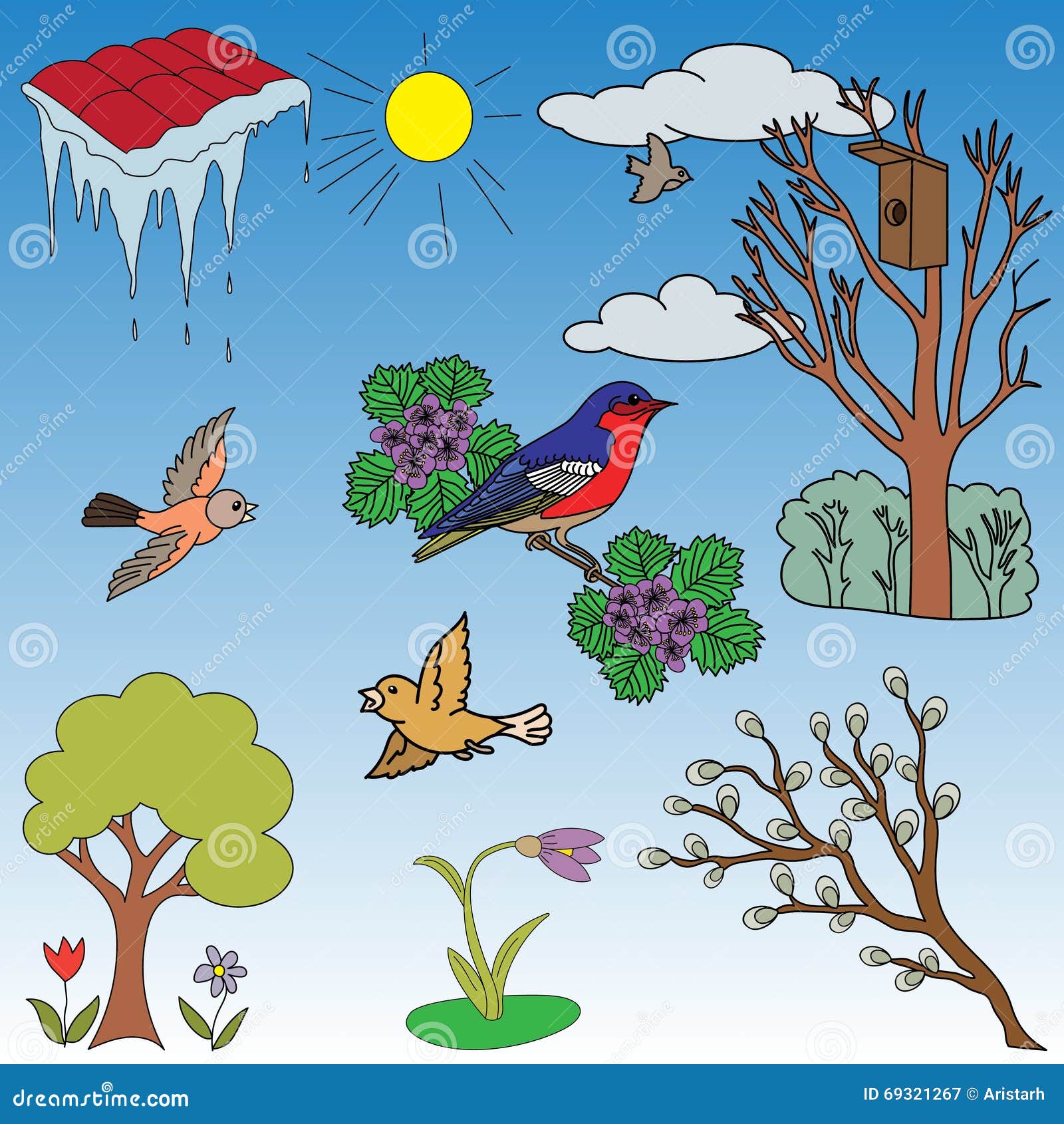 Spring items set stock illustration. Illustration of plant - 69321267