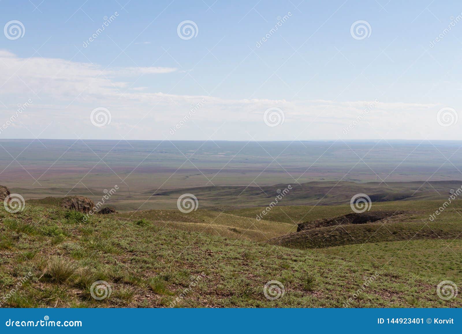 Spring in the Kazakh Steppes among the Hills Stock Image - Image of ...
