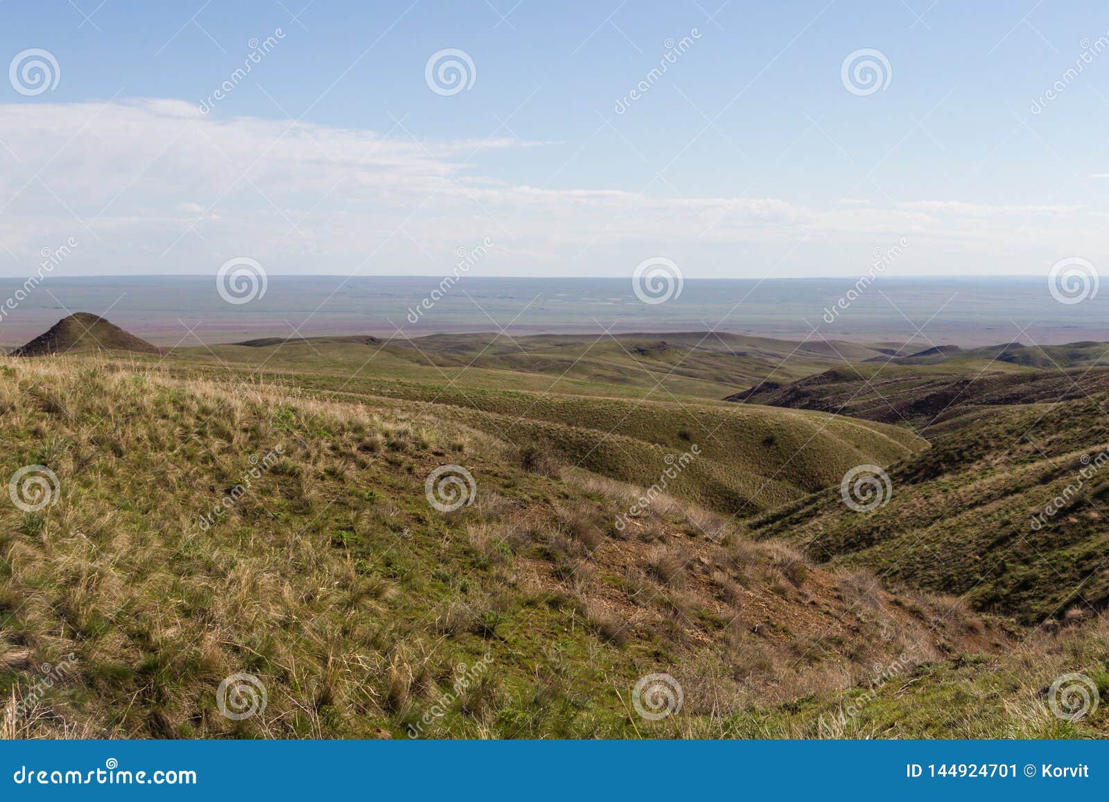 Spring in the Kazakh Steppes among the Hills Stock Image - Image of ...