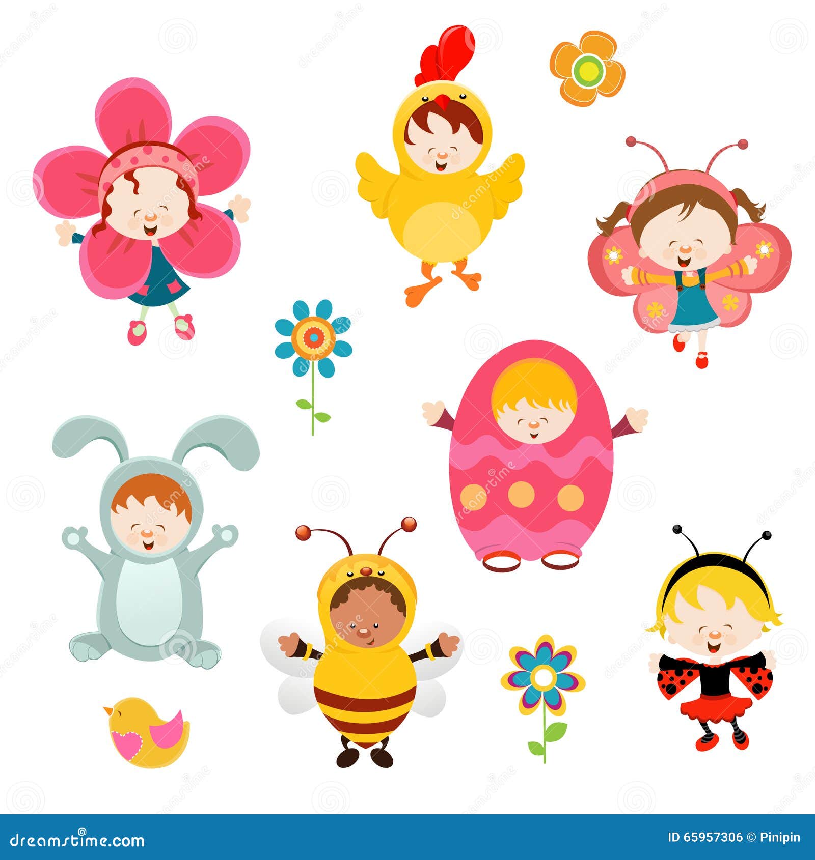 Spring Kids with Costumes stock vector. Illustration of group - 65957306