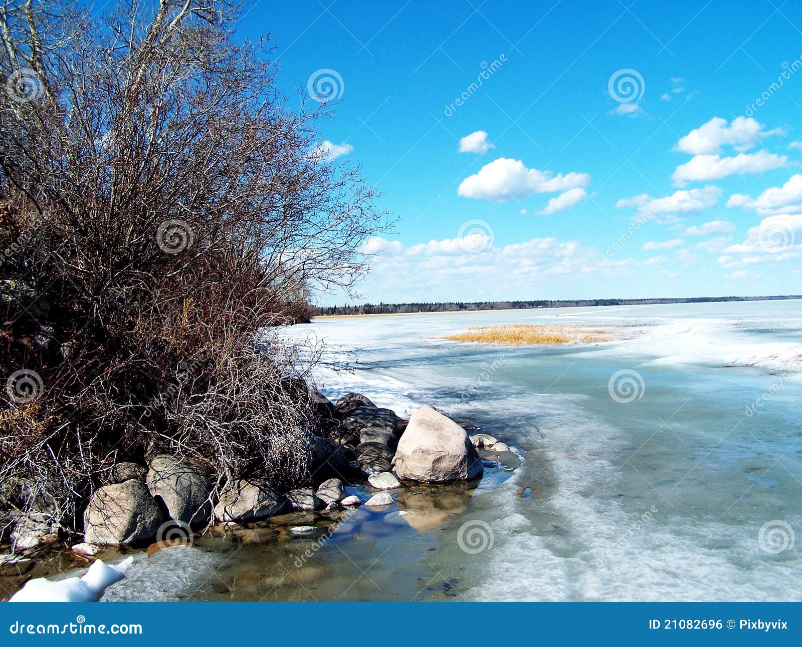 Spring at the Lake stock photo. Image of weather, snow - 21082696