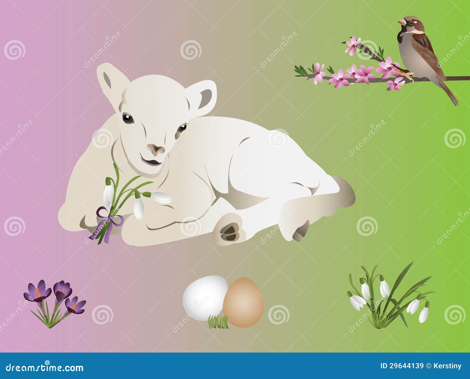Spring lamb stock illustration. Illustration of bird - 29644139