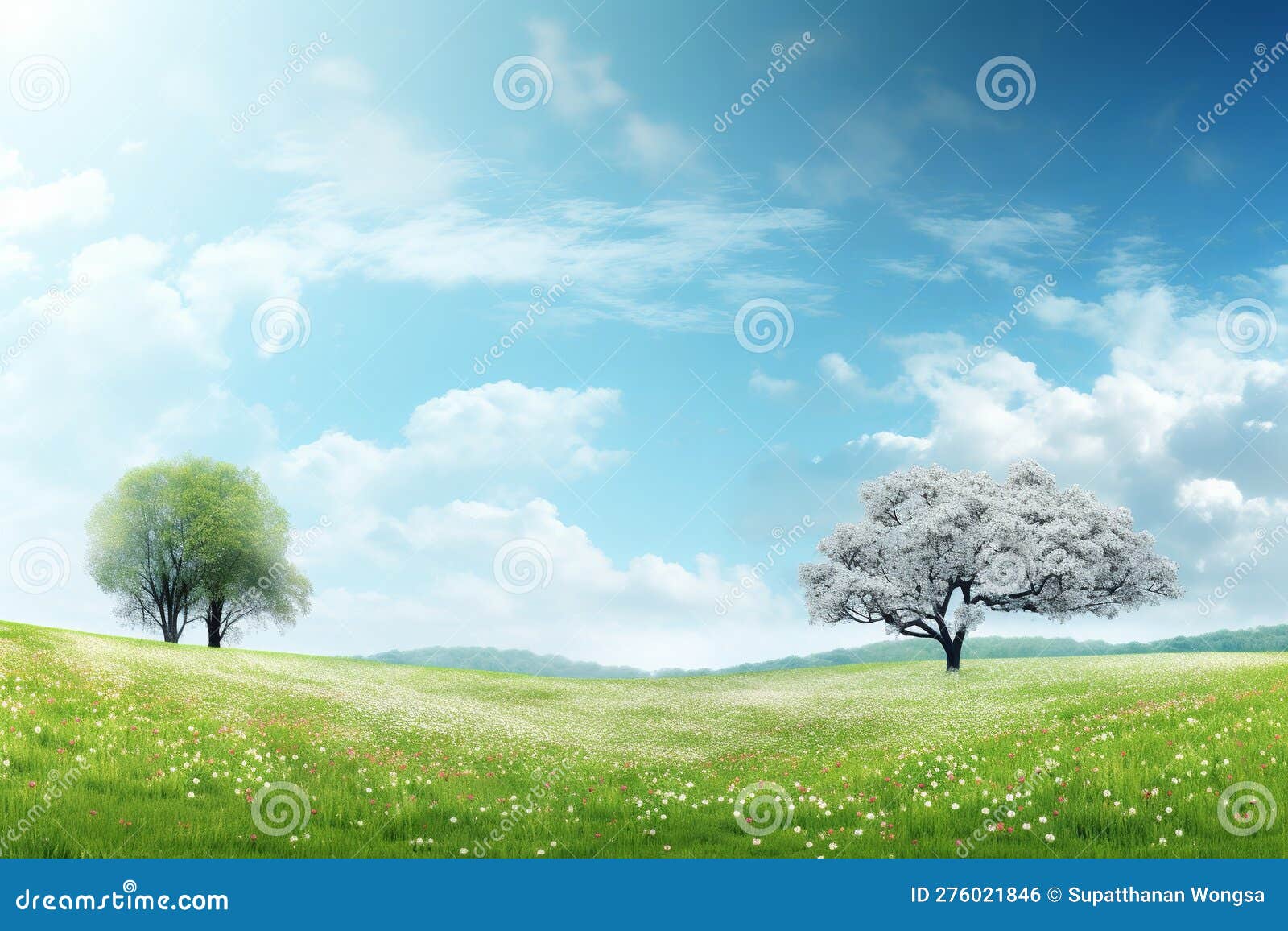 Spring Landscape with Blooming Flowers from Generative Ai Stock ...