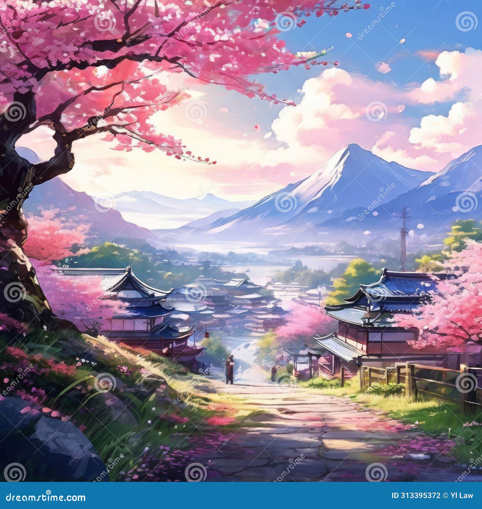 A Spring Landscape with Cherry Blossom Trees Editorial Photography ...