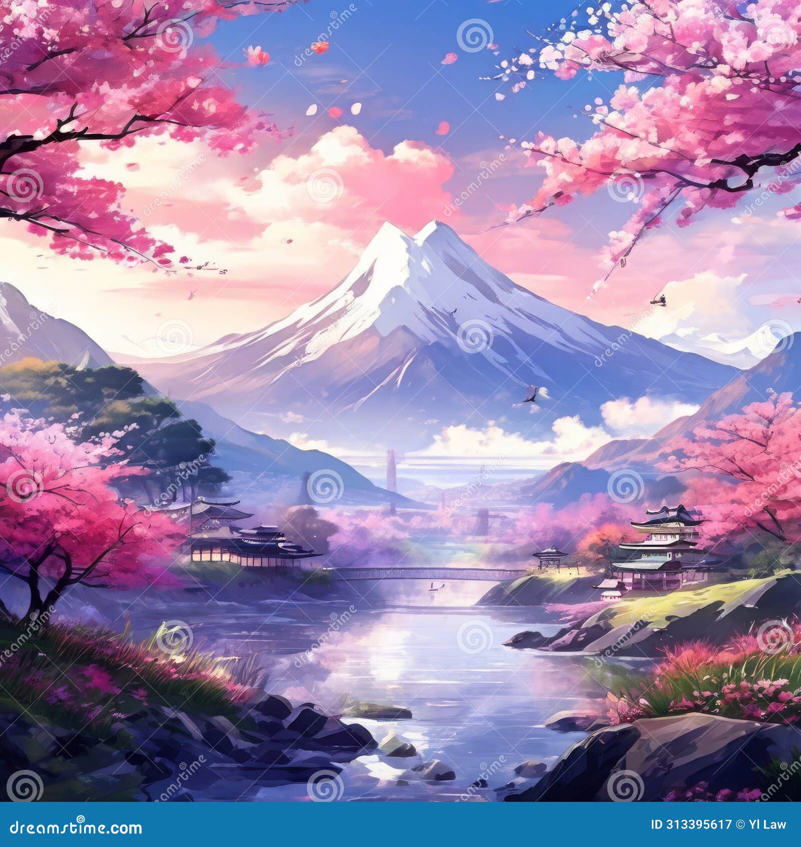 A Spring Landscape with Cherry Blossom Trees Editorial Photography ...