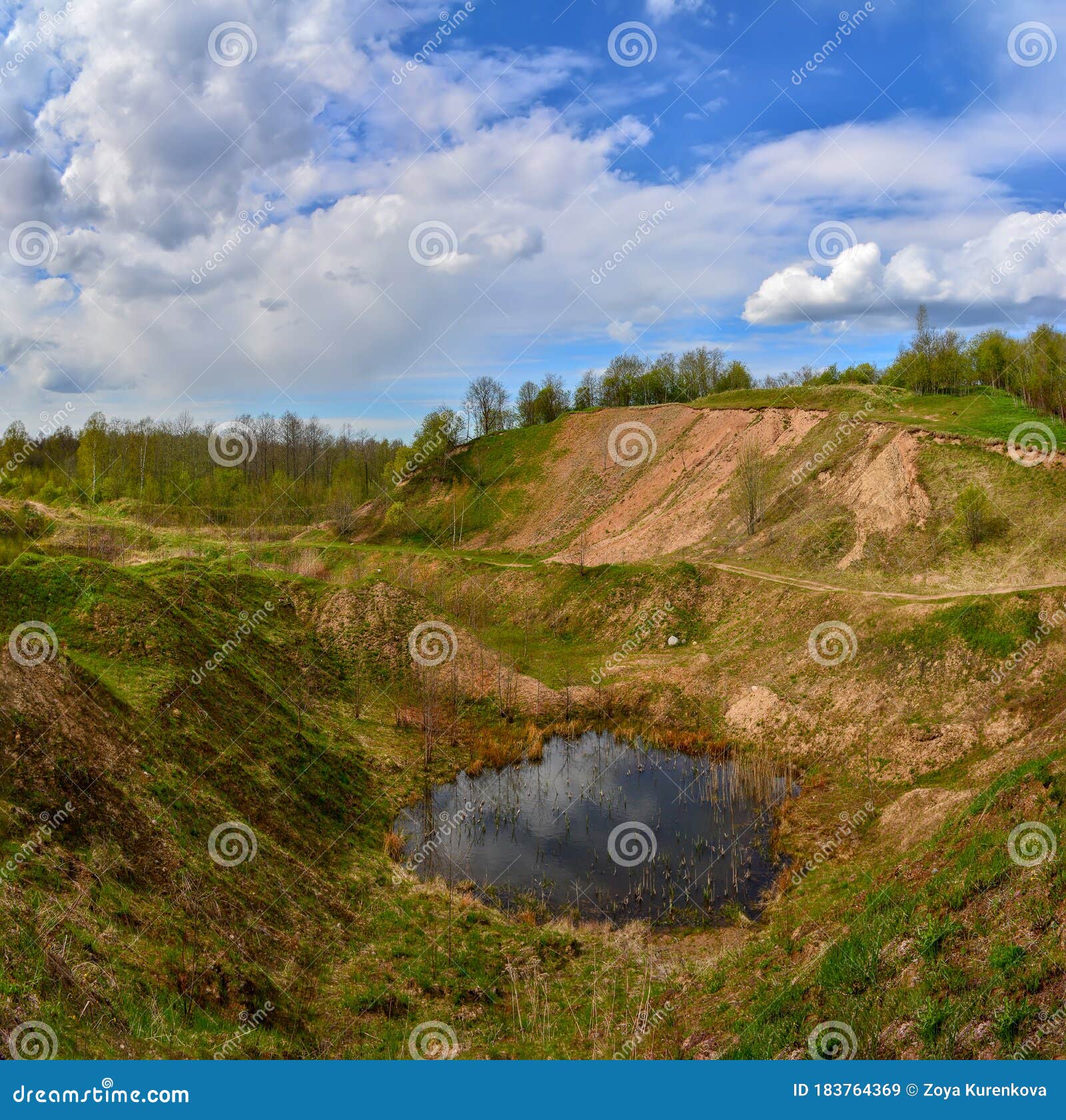 Spring Landscape of a Closed Sand Pit Stock Image - Image of ...