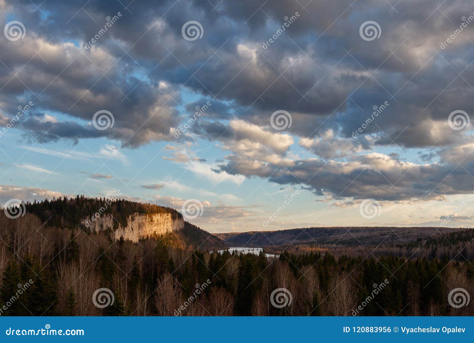 Spring Landscape with Contrast Clouds and Highlighted by Sunlight ...