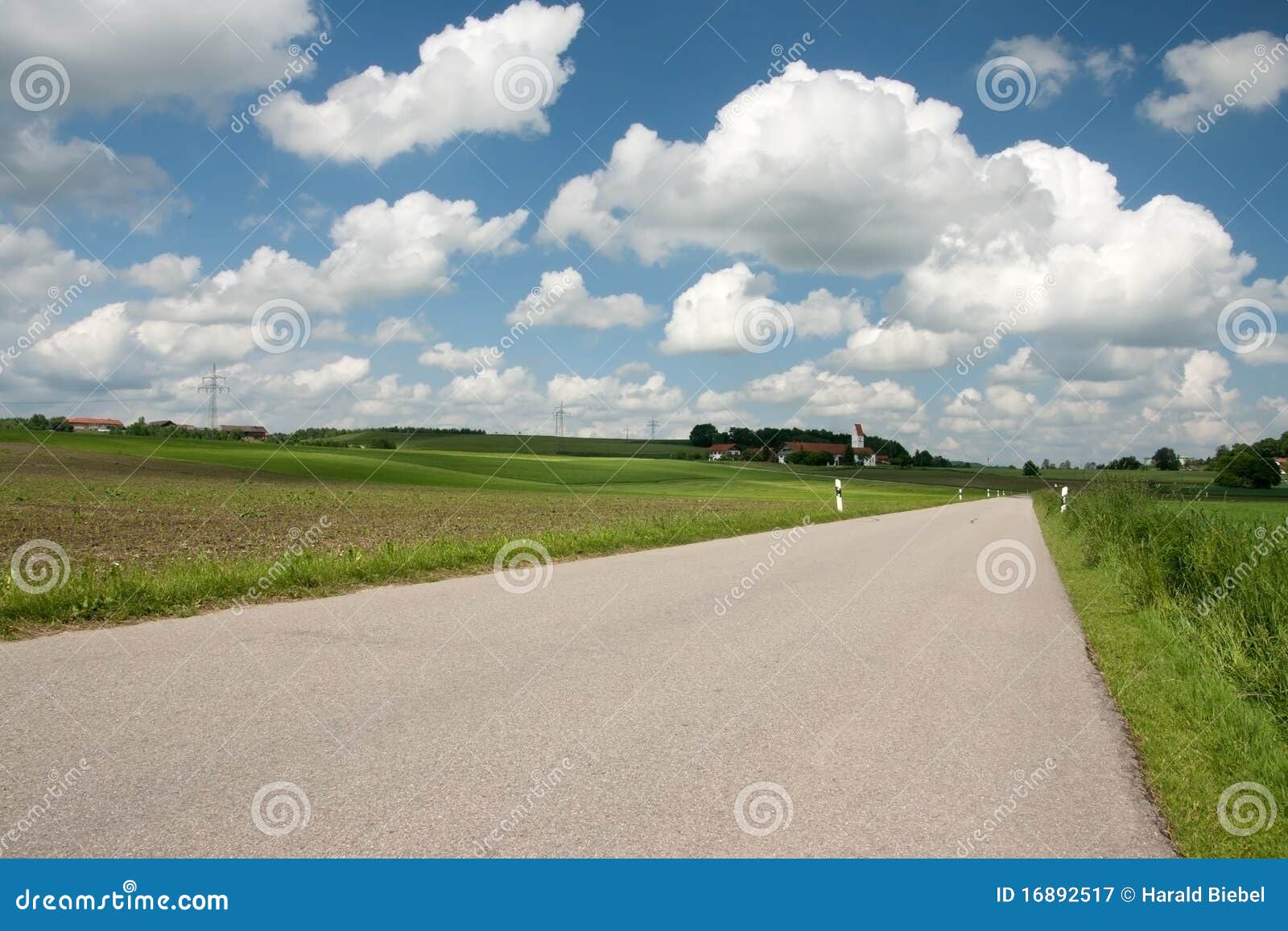 Spring Landscape with Country Road in Bavaria Stock Image - Image of ...